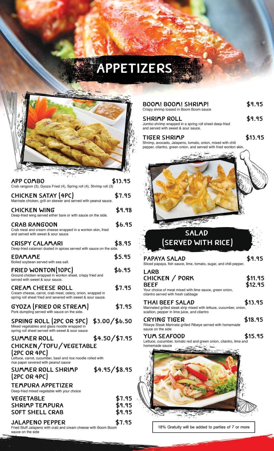 Menu at Thai Fusion restaurant, Mobile