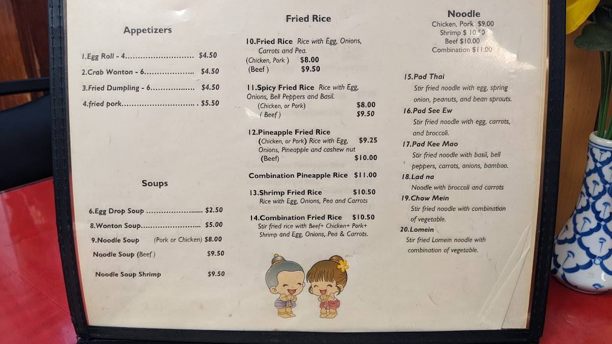 Menu at Thai Taste Thai & Chinese Restaurant, Roland