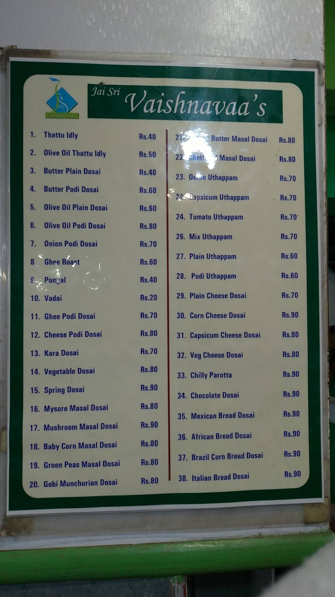 Menu at Kannappa Thattu Idly, Chennai, 1