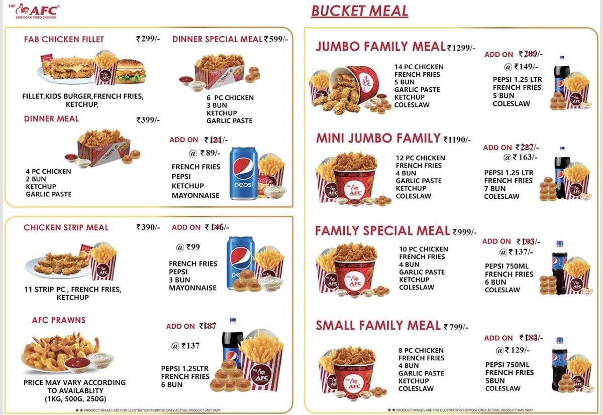 Menu at The AFC American Fried Chicken - Punnol, Thalassery