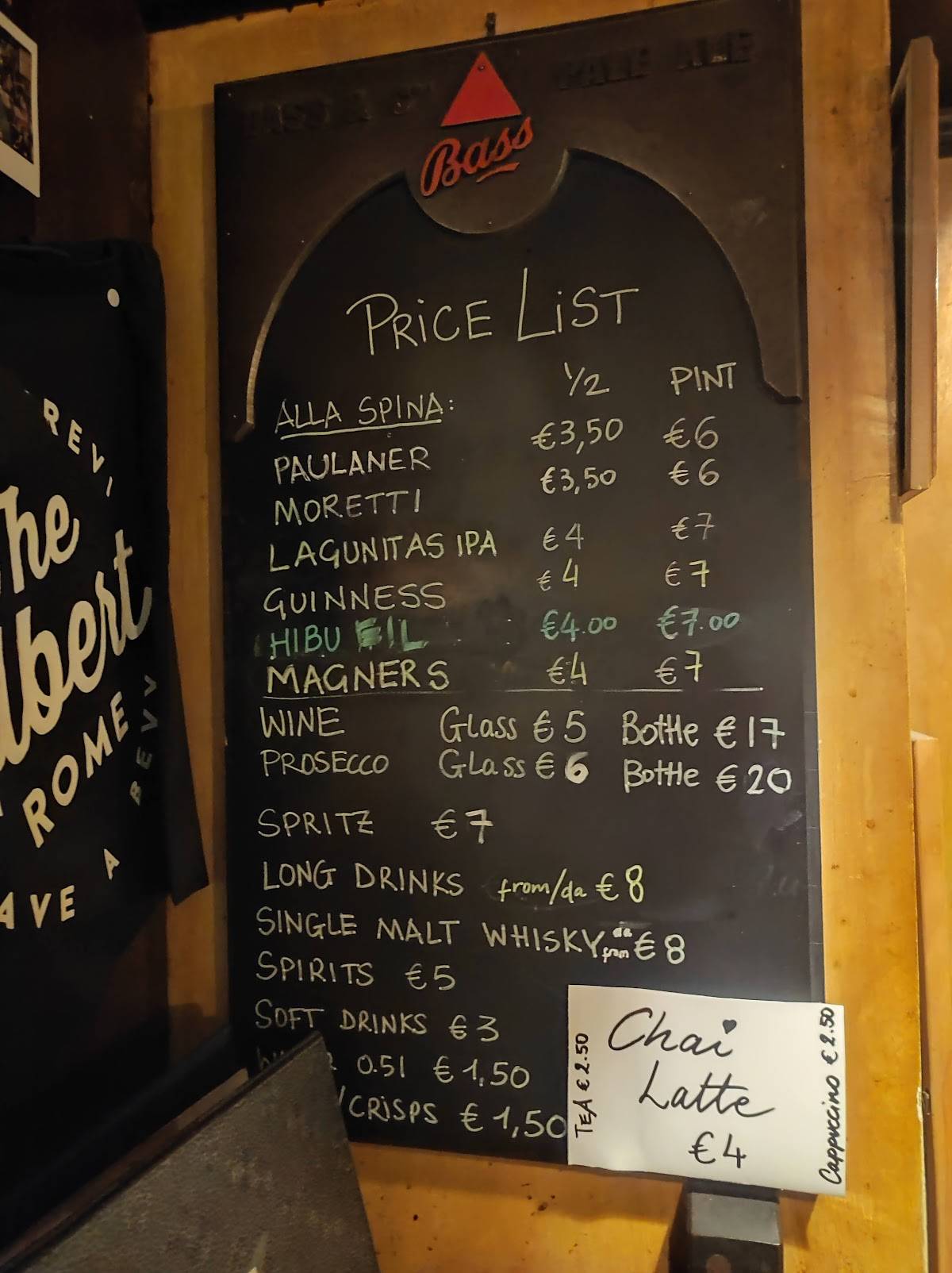 Menu at The Albert pub & bar, Rome
