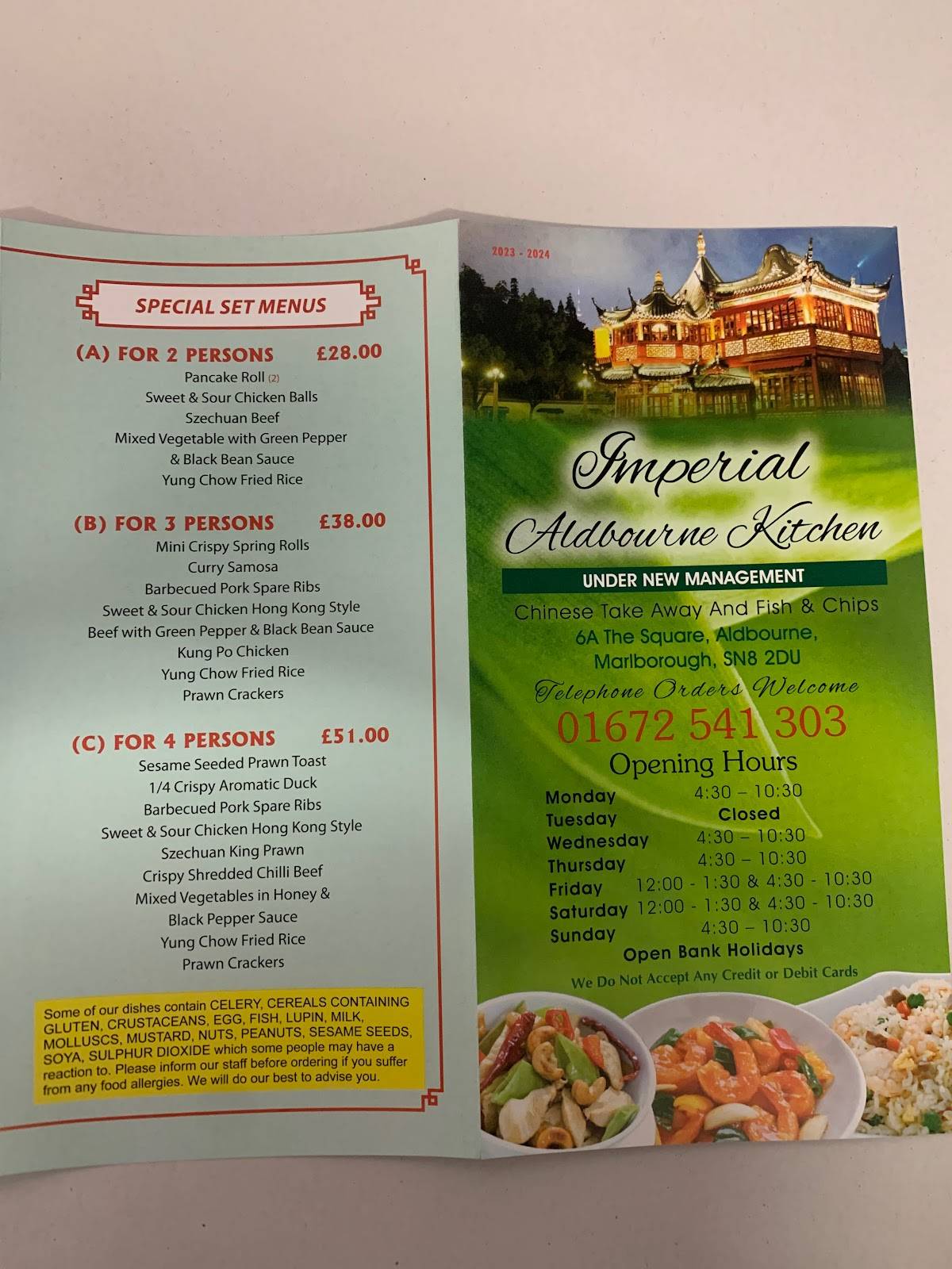 Menu at The Aldbourne Kitchen, Aldbourne