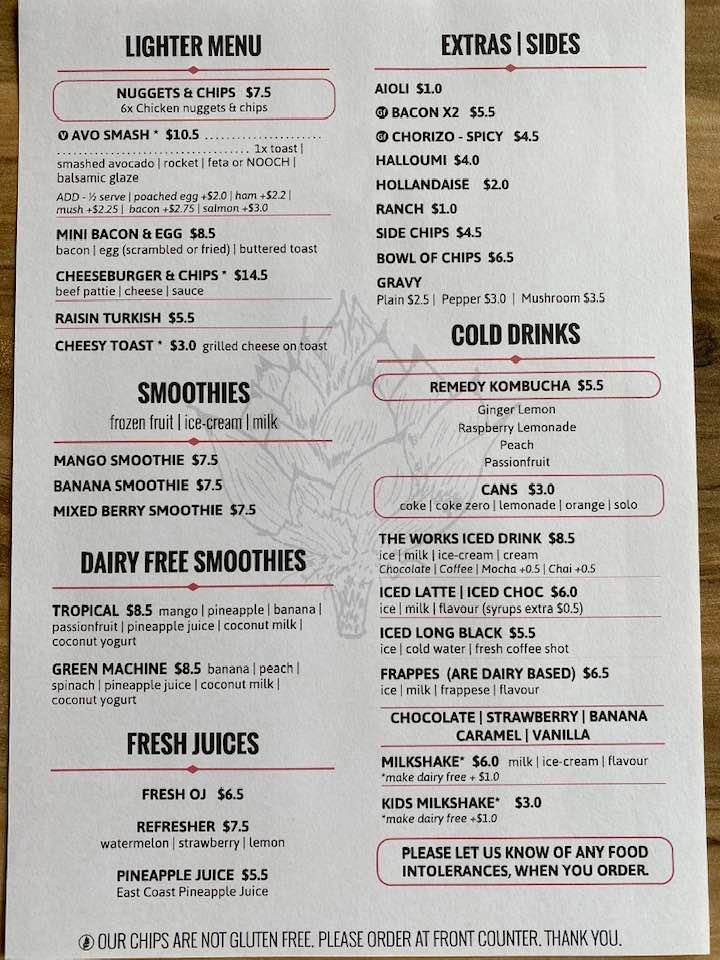 Menu at One80 Lakes Beach cafe, Budgewoi