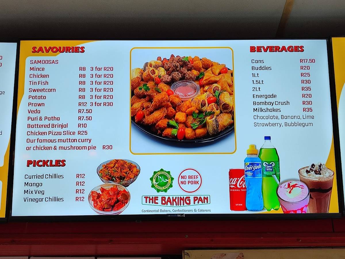 Menu at The Baking Pan restaurant, Durban