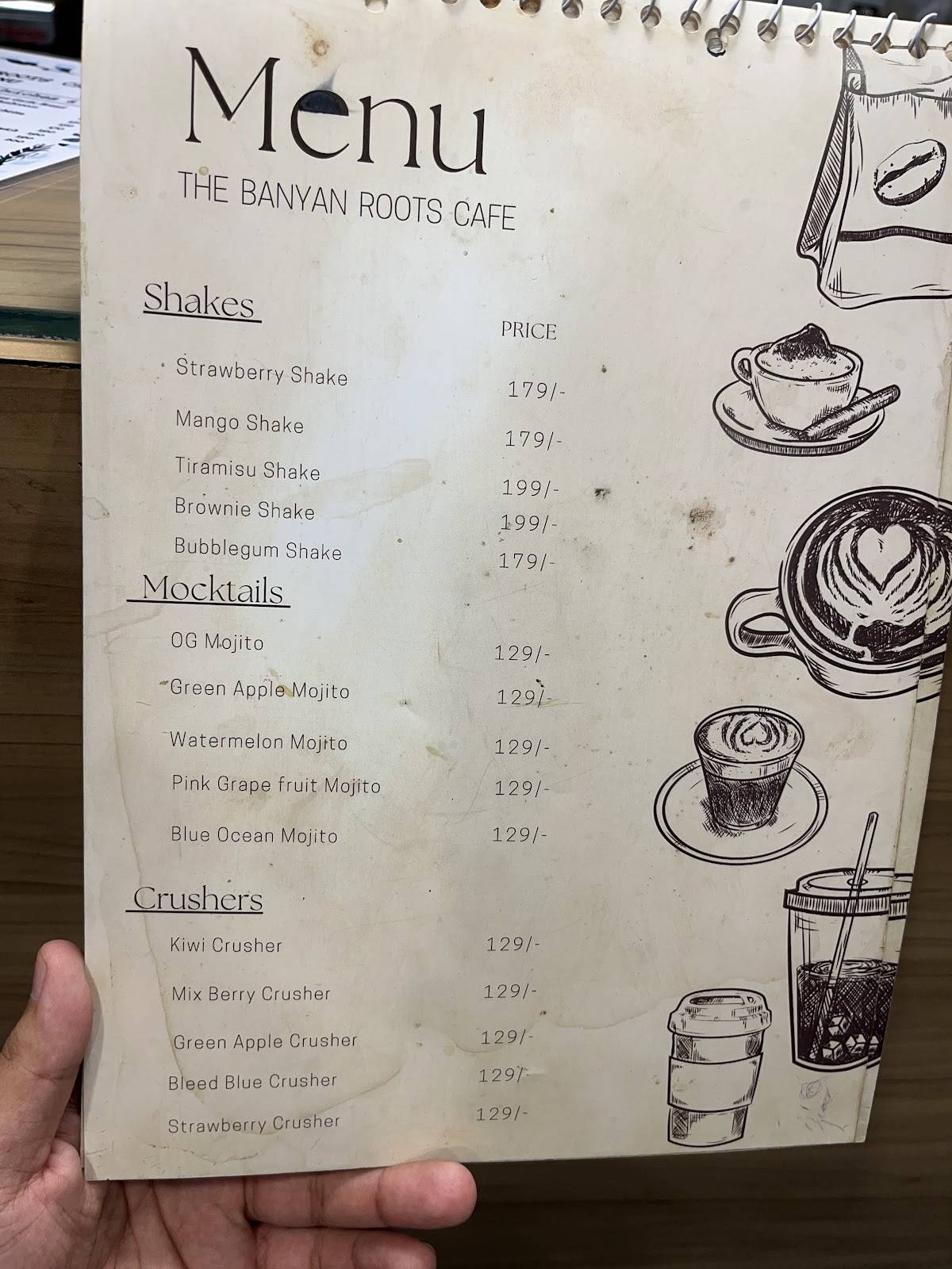 Menu at The Banyan Roots Café, Pachmarhi