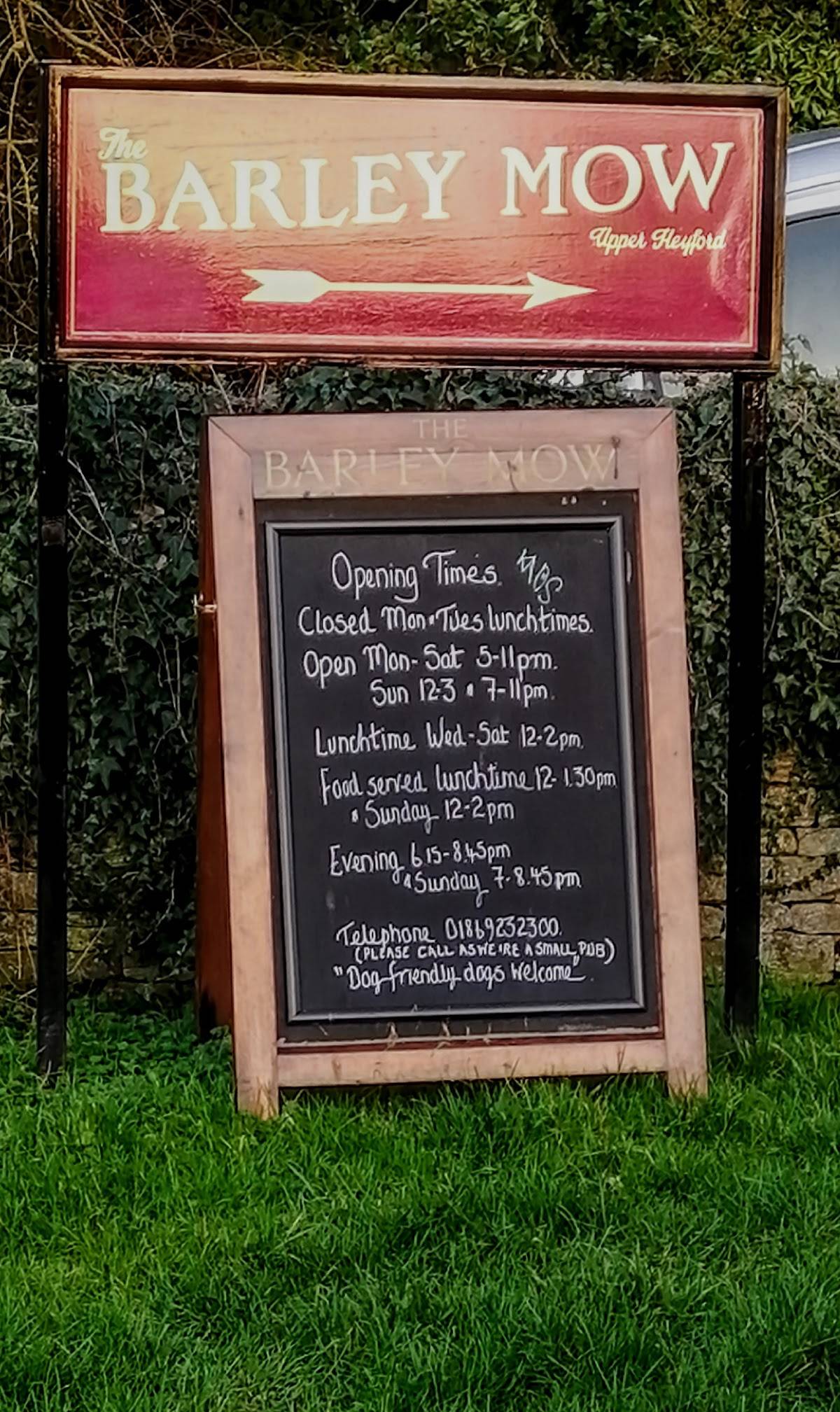 Menu at The Barley Mow, Upper Heyford