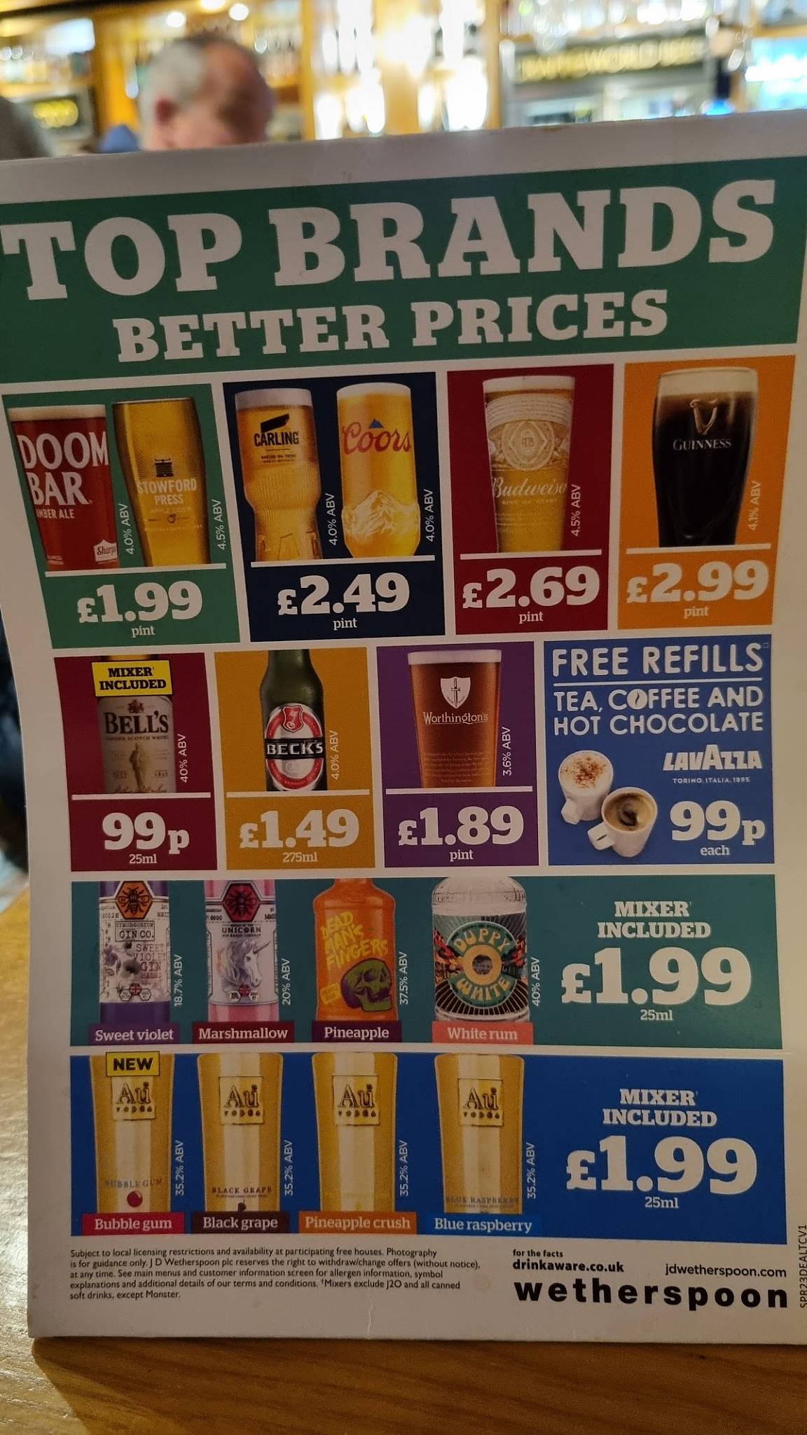 Menu at The Bear & Ragged Staff pub & bar, Bedworth