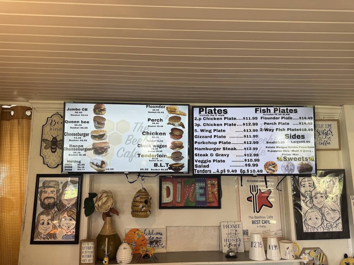Menu at The Beehive Cafe, Shelby