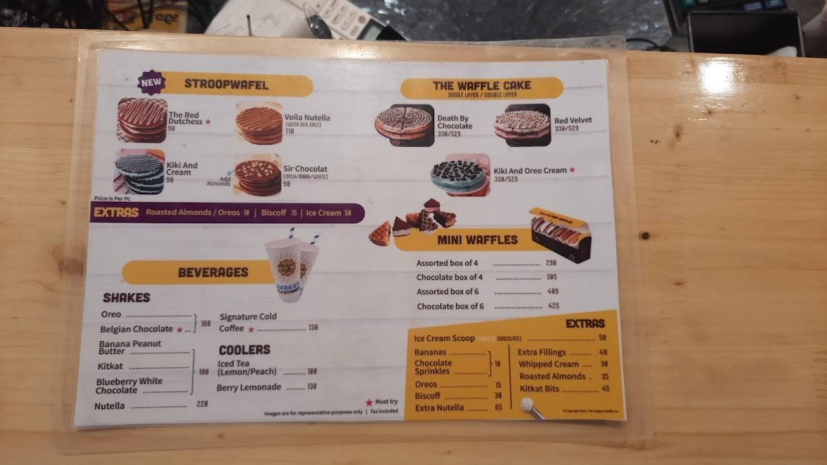Menu at The Belgian Waffle Co, Rajahmundry