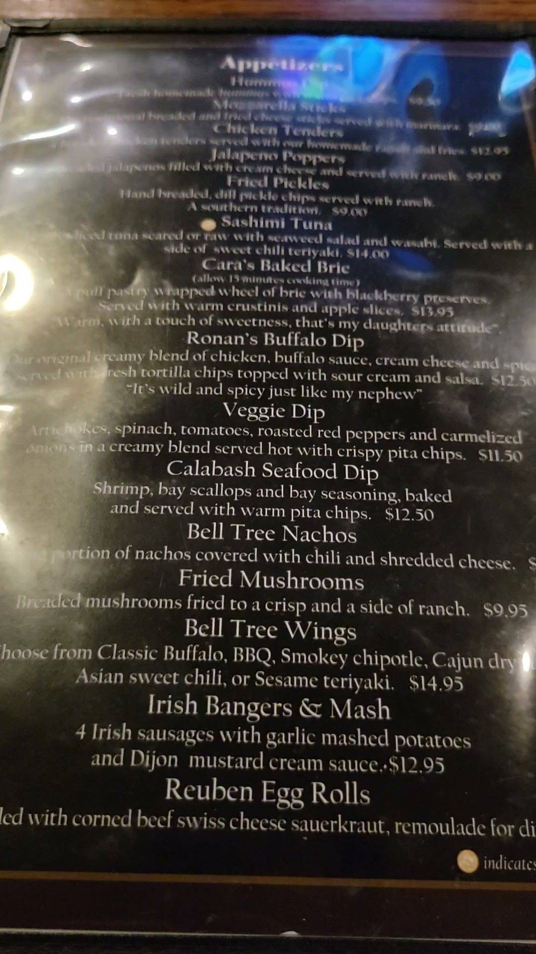 Menu at The Bell Tree Tavern pub & bar, Southern Pines