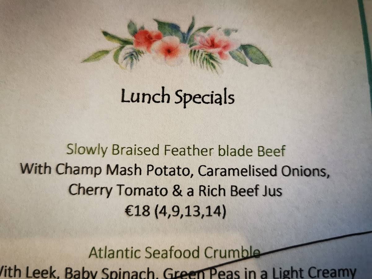 Menu at The Bianconi restaurant, Killorglin, Annadale Rd