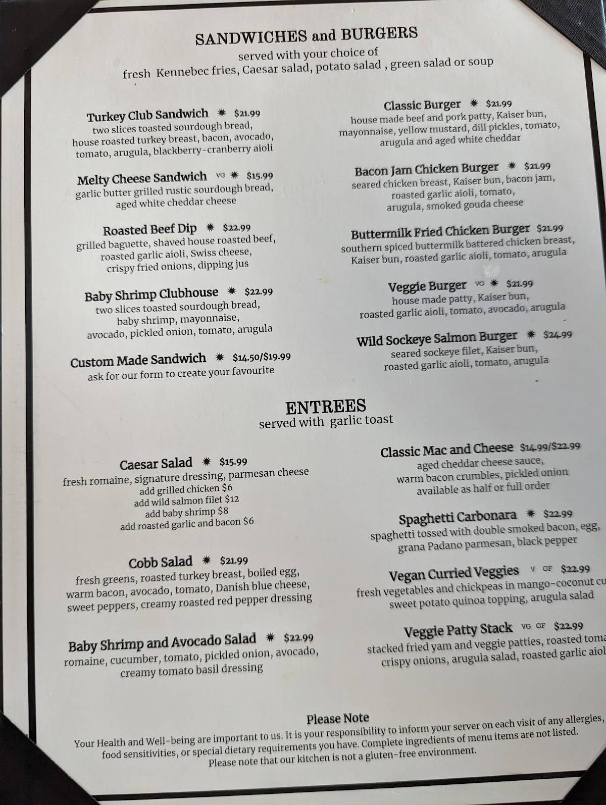 Menu at The Blackberry Kitchen cafe, Mission
