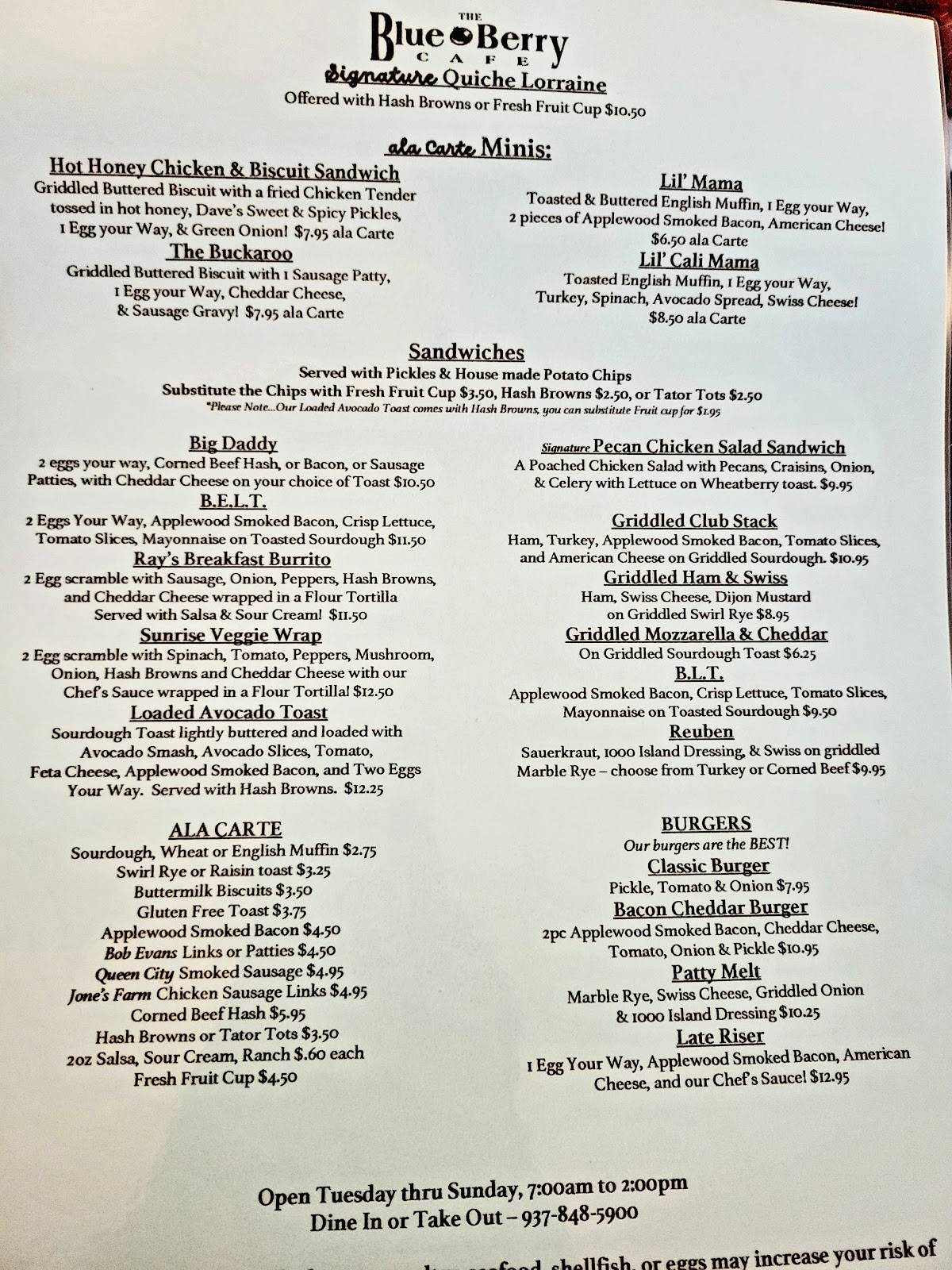 Menu at The Blue Berry Café Bellbrook desserts, Bellbrook