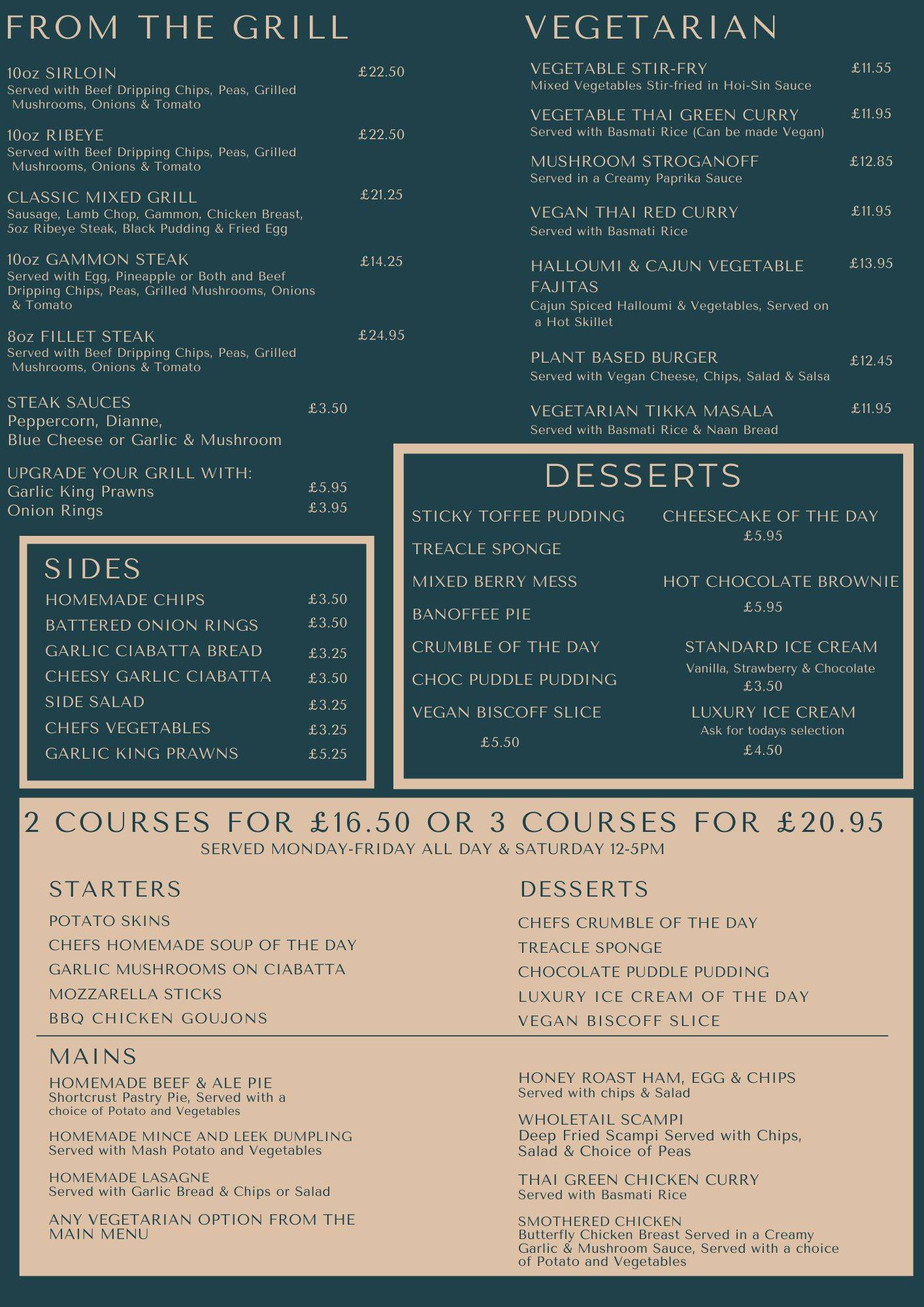 Menu at The Bowes Incline pub & bar, Gateshead