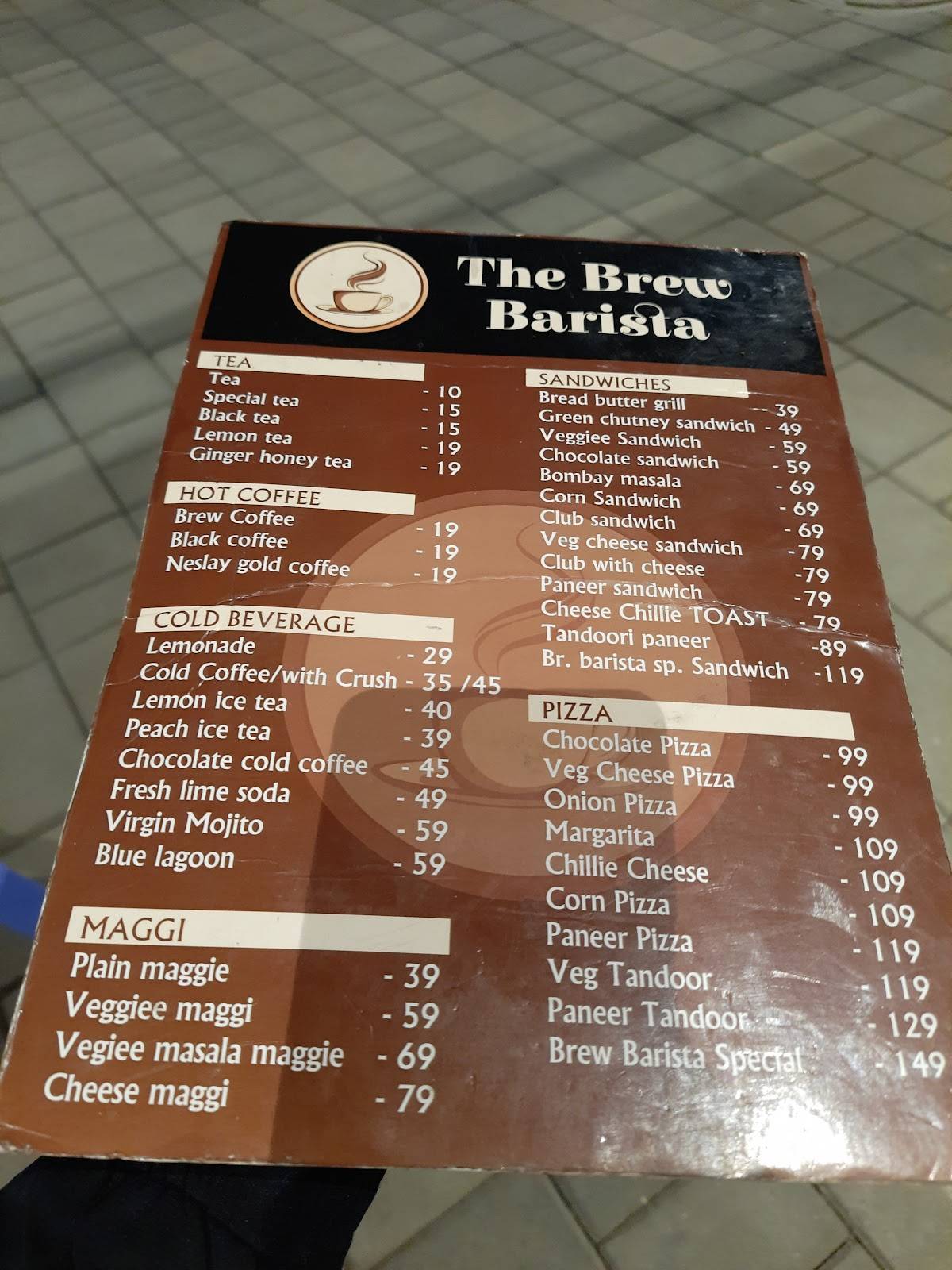 Menu at The Brew Barista Cafe, Pune