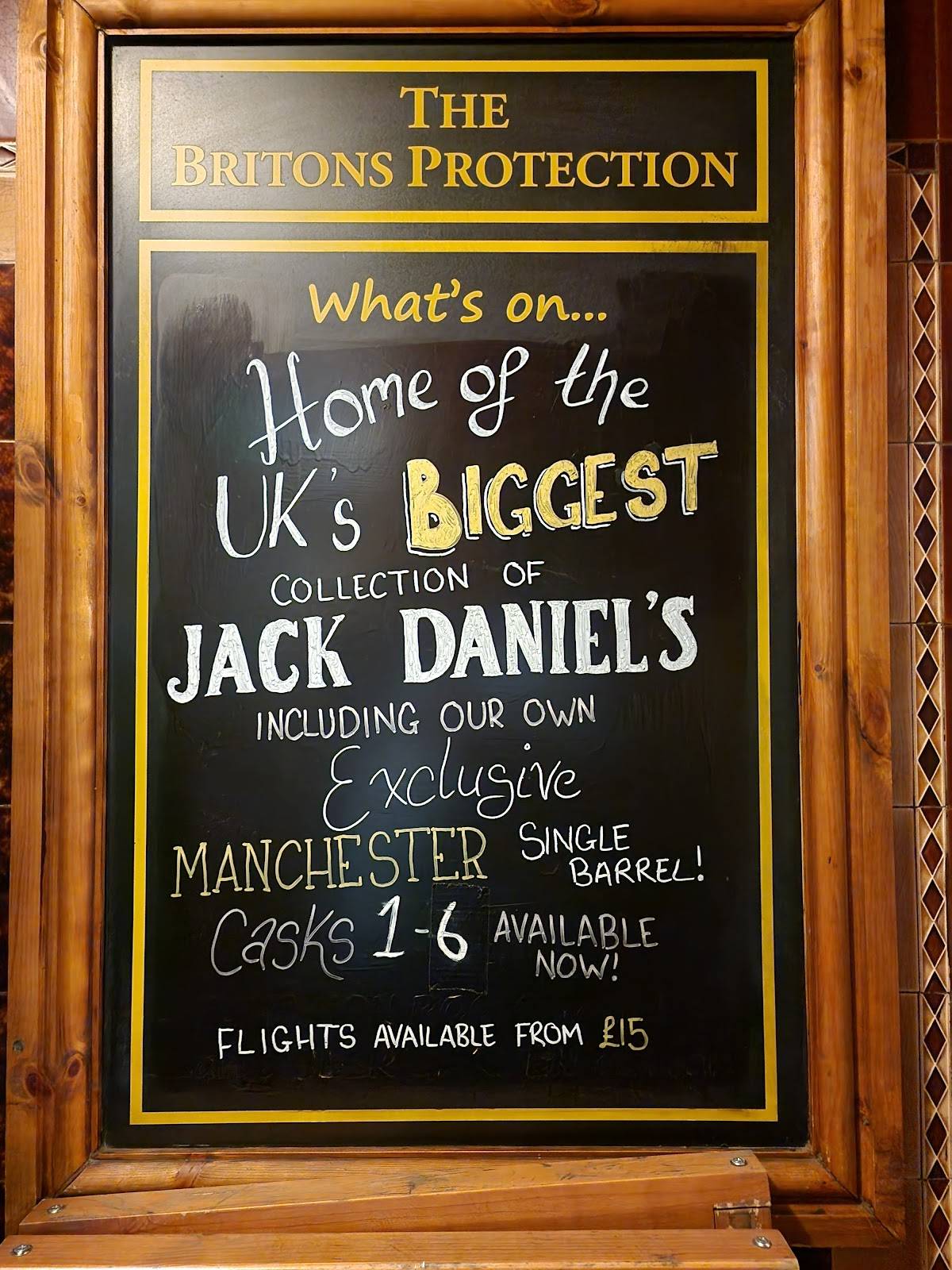 Menu at Britons Protection pub & bar, Manchester