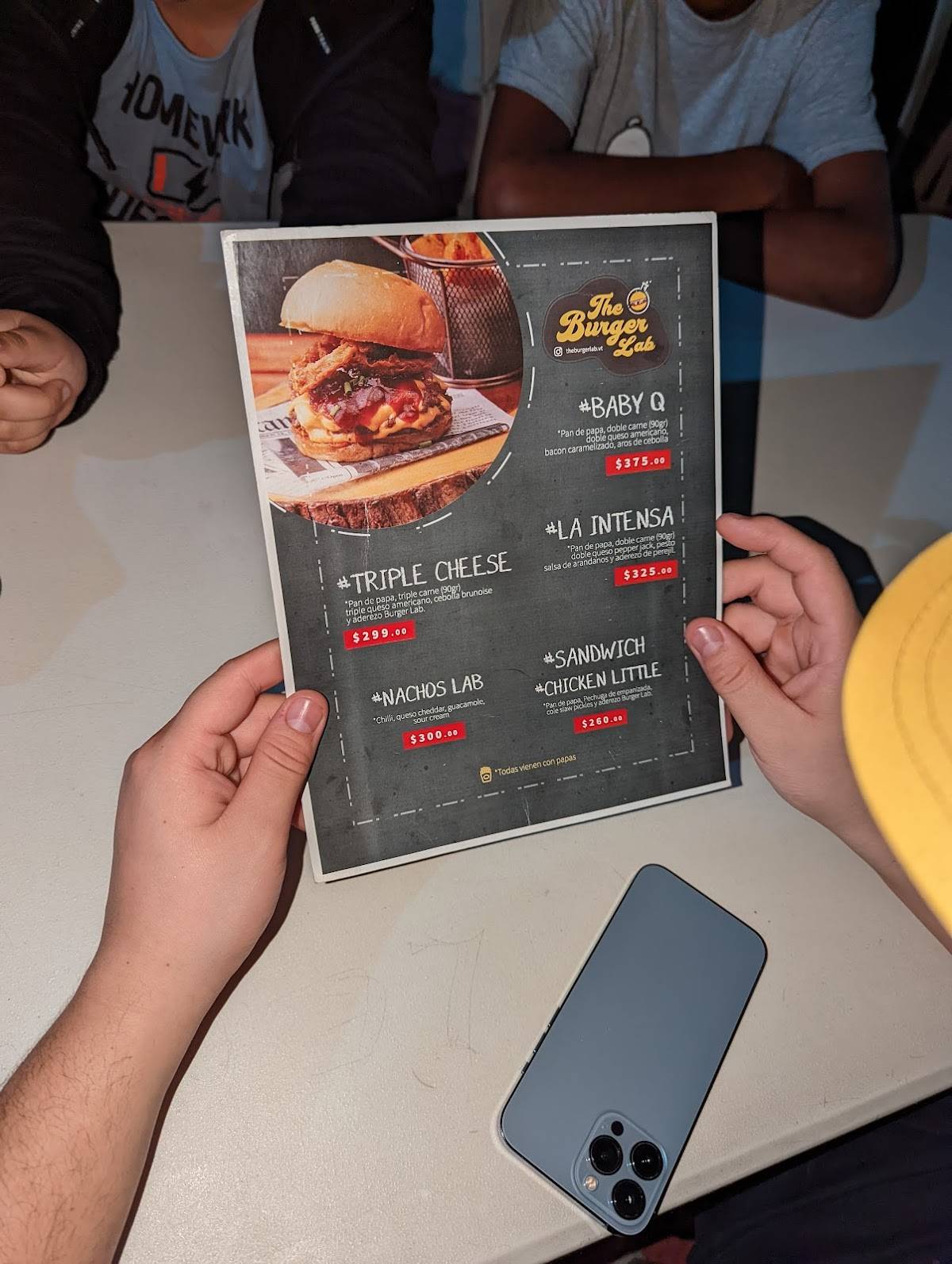 Menu at The Burger Lab restaurant, Villa Tapia