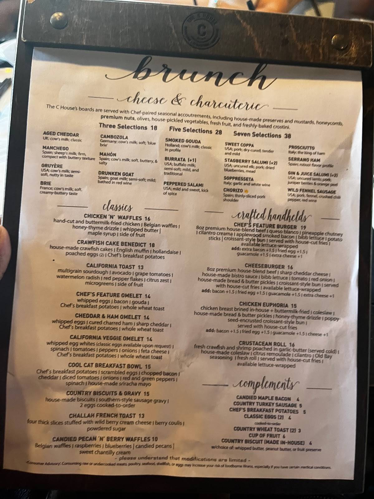 Menu at The C House pub & bar, Tampa