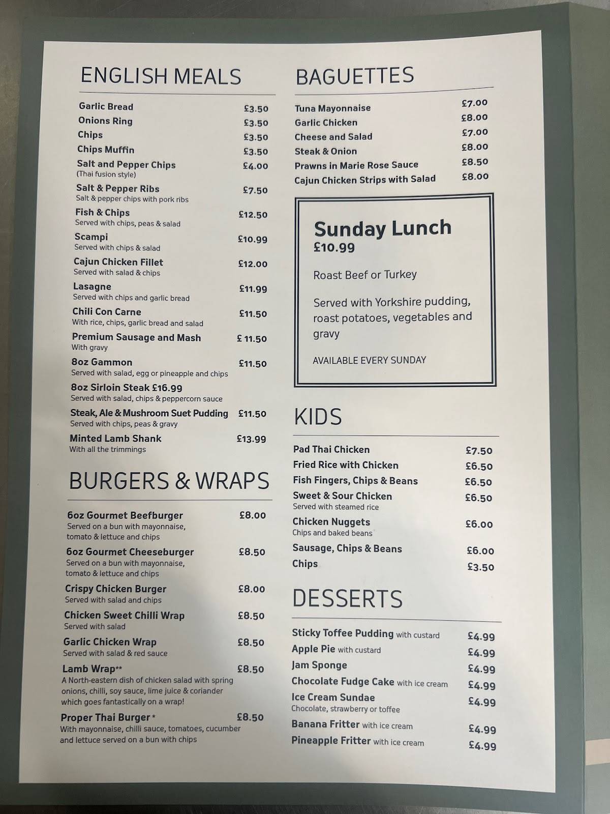 Menu at The Chieftain pub & bar, Glossop