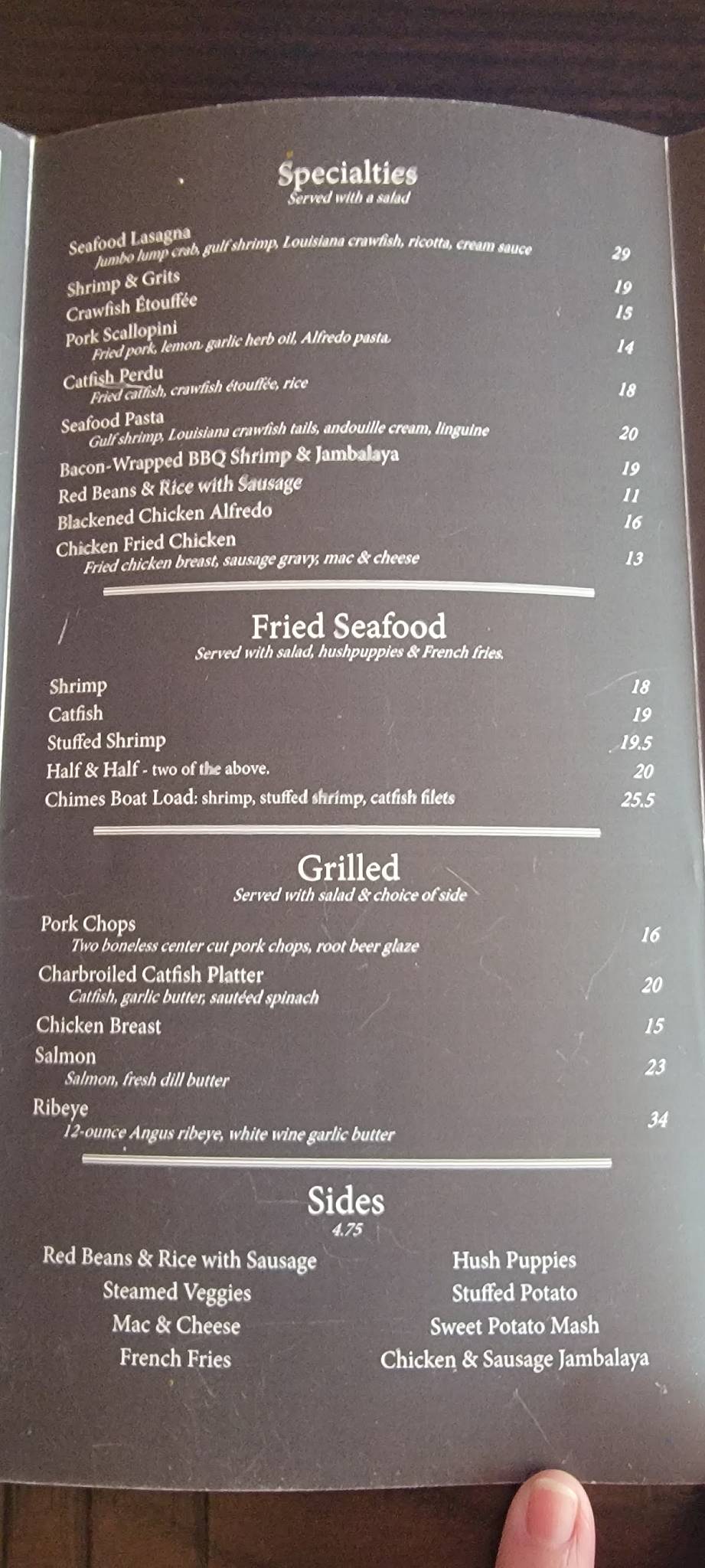Menu at The Chimes Lafayette pub & bar, Lafayette