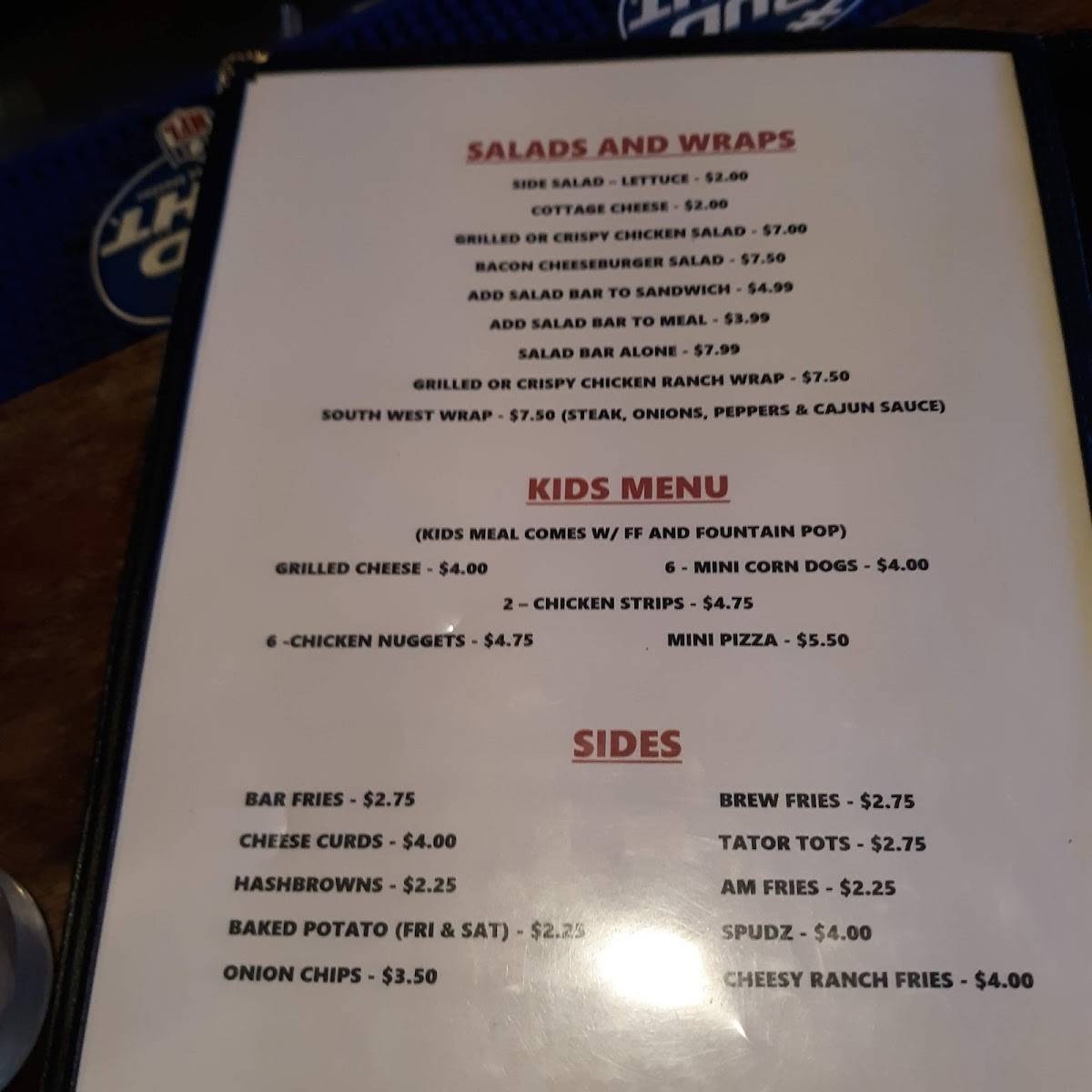 Menu at The Constitution Tavern pub & bar, Fairfax