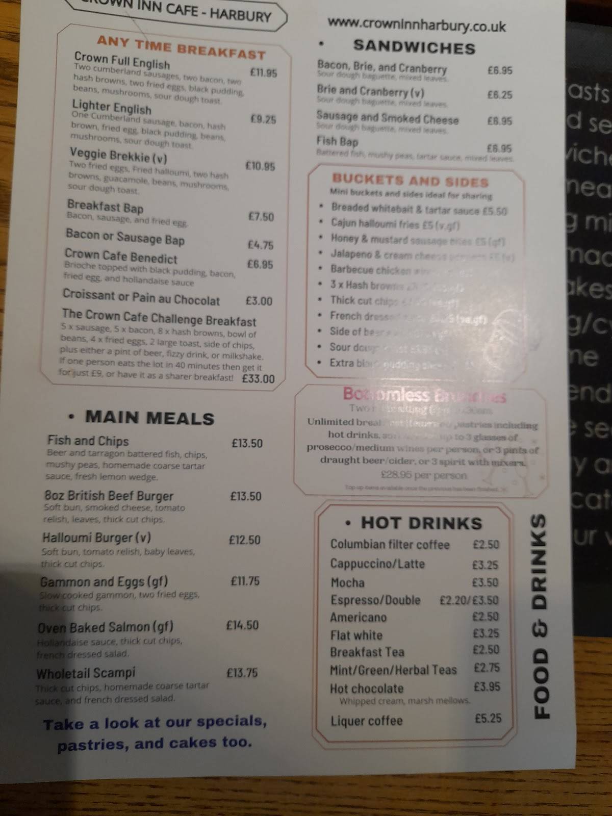 Menu at The Crown Inn, Harbury pub & bar, Ufton