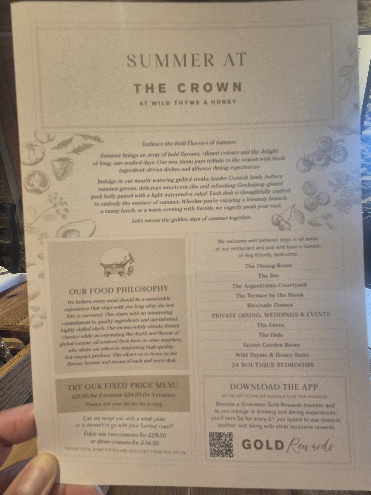 Menu at The Crown at Ampney Brook restaurant, Ampney Crucis