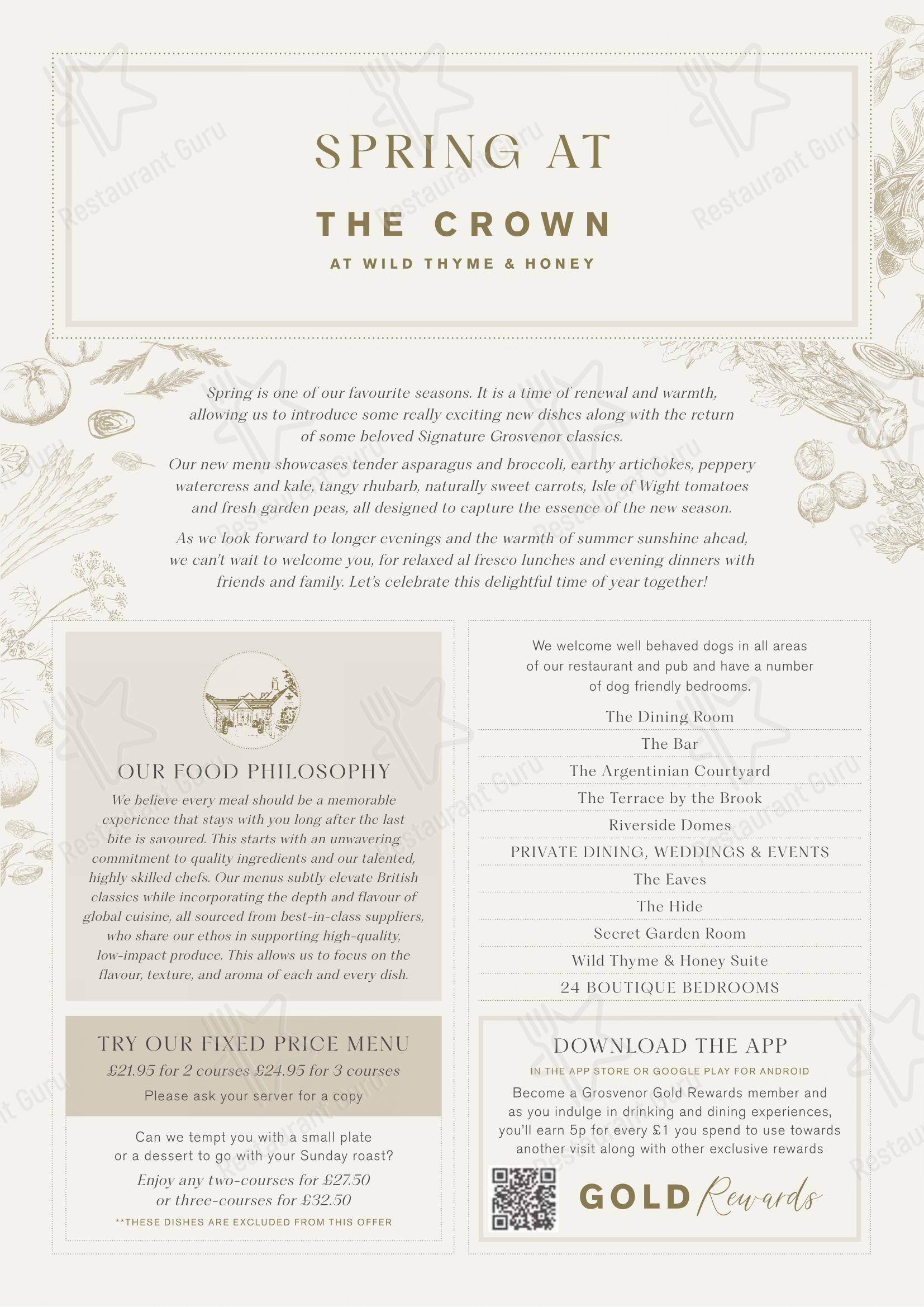 Menu at The Crown at Ampney Brook restaurant, Ampney Crucis