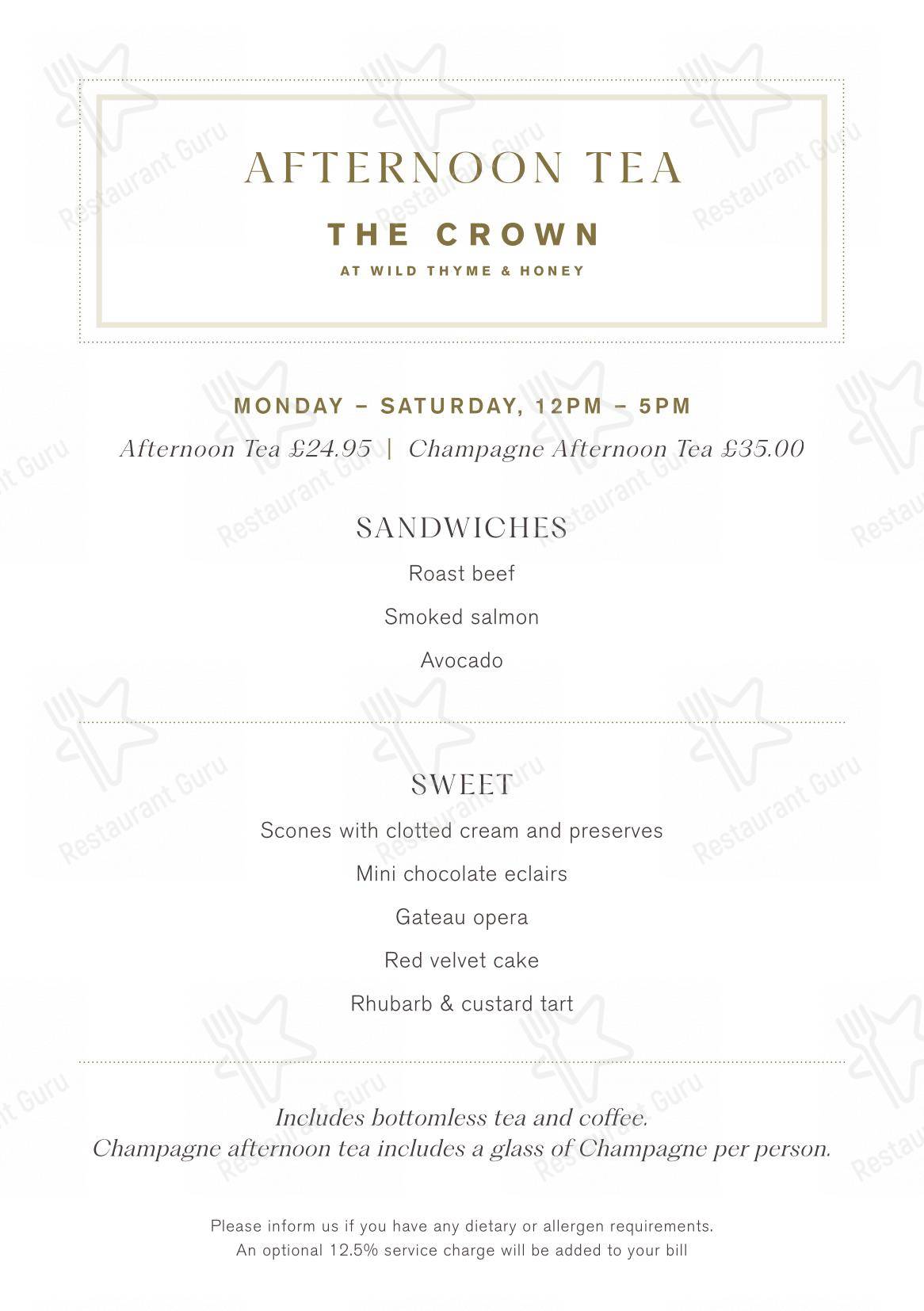 Menu at The Crown at Ampney Brook restaurant, Ampney Crucis