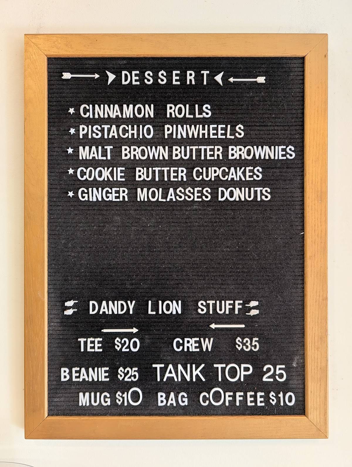 Menu at The Dandy Lion restaurant, Iowa City