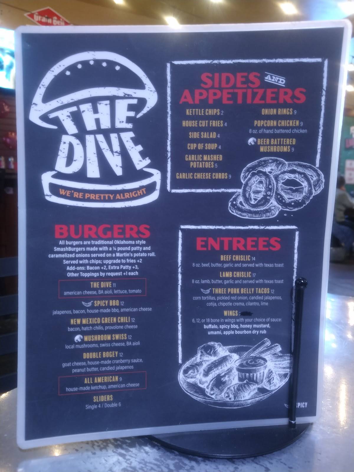 Menu at The Dive restaurant, Sioux Falls, S Western Ave