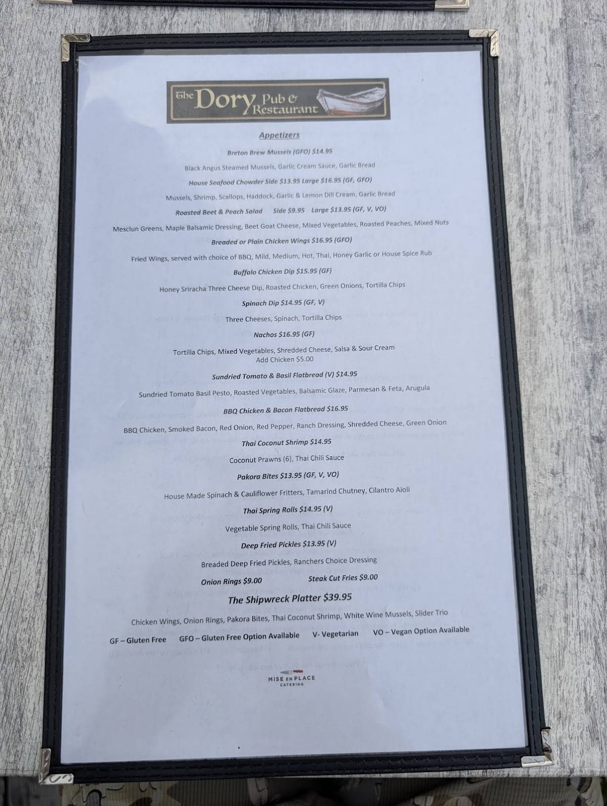 Menu at The Dory Pub & Restaurant, Sydney