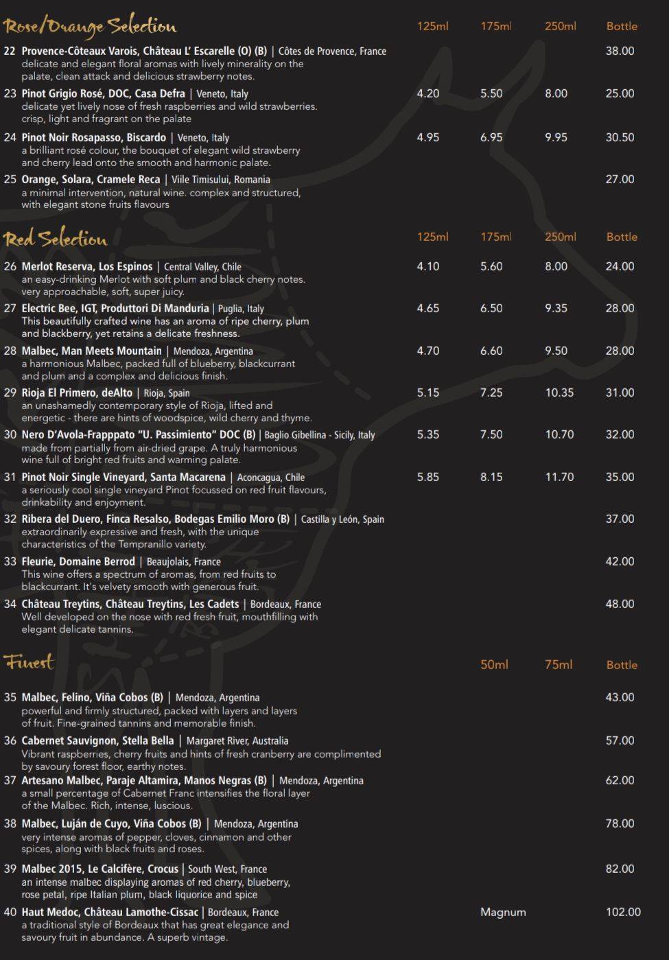 Menu at The Drunken Coo restaurant, Ayr