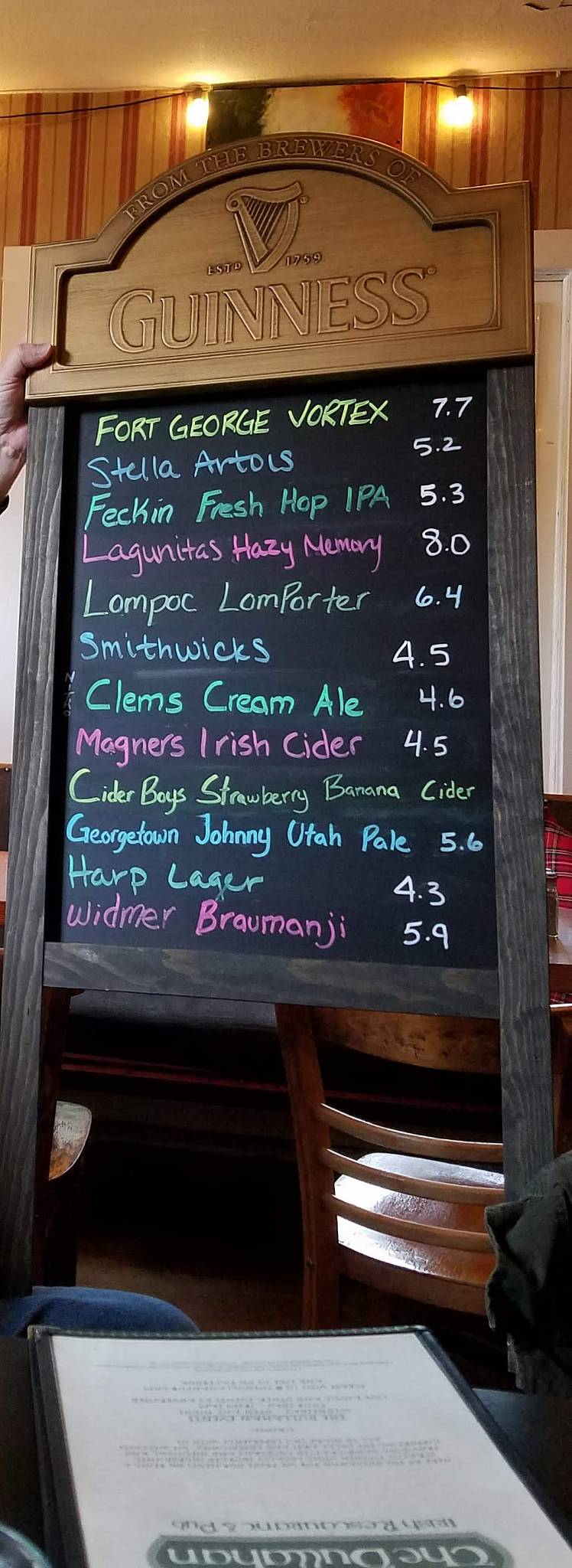 Menu at The Dullahan Irish Pub, Lake Oswego