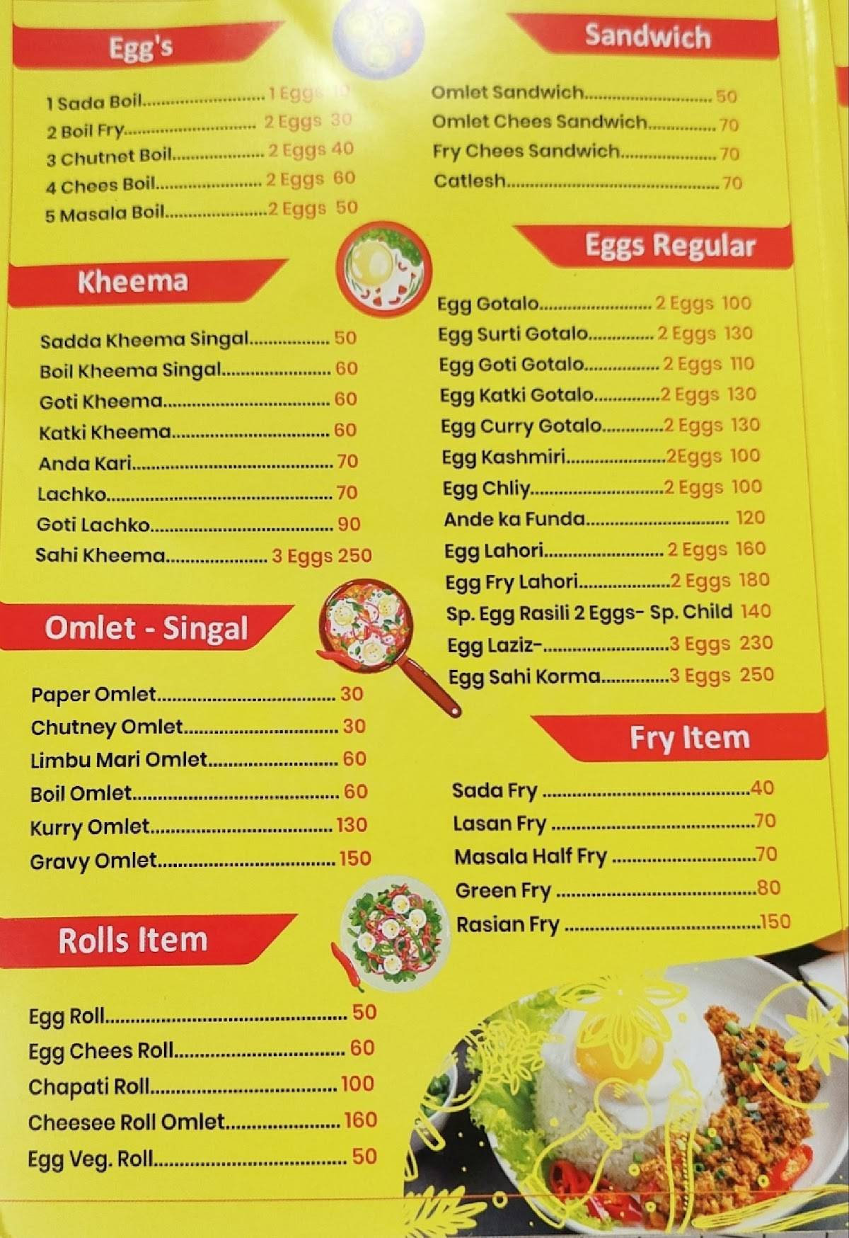 Menu at The Eggsy Corner, Ahmedabad