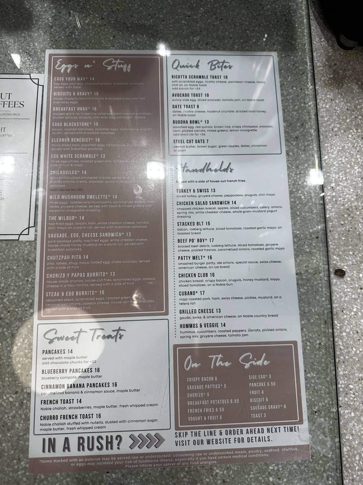Carta del restaurante The Eleanor, Scottsdale