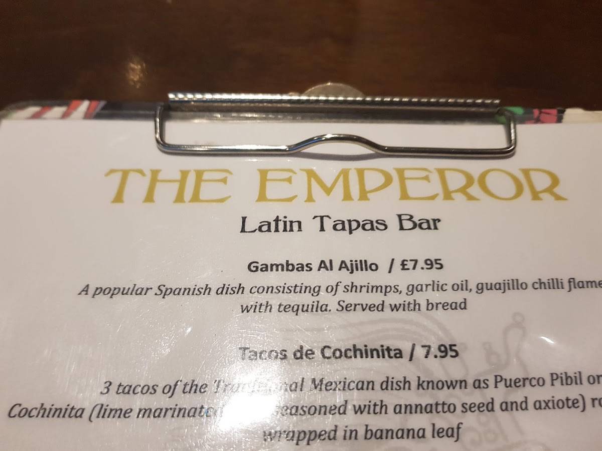Menu at The Emperor pub & bar, Cambridge