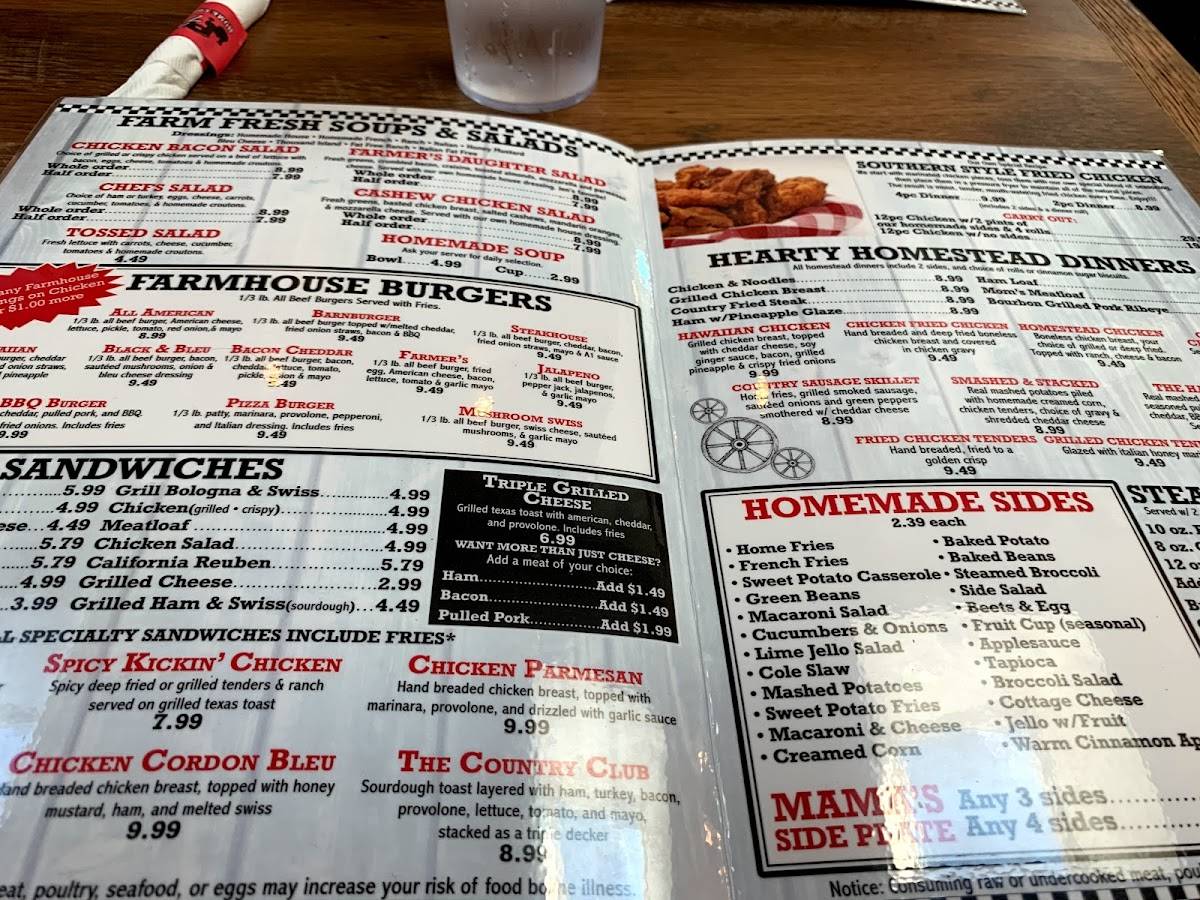 Menu at The Farmer's Daughter restaurant, Urbana