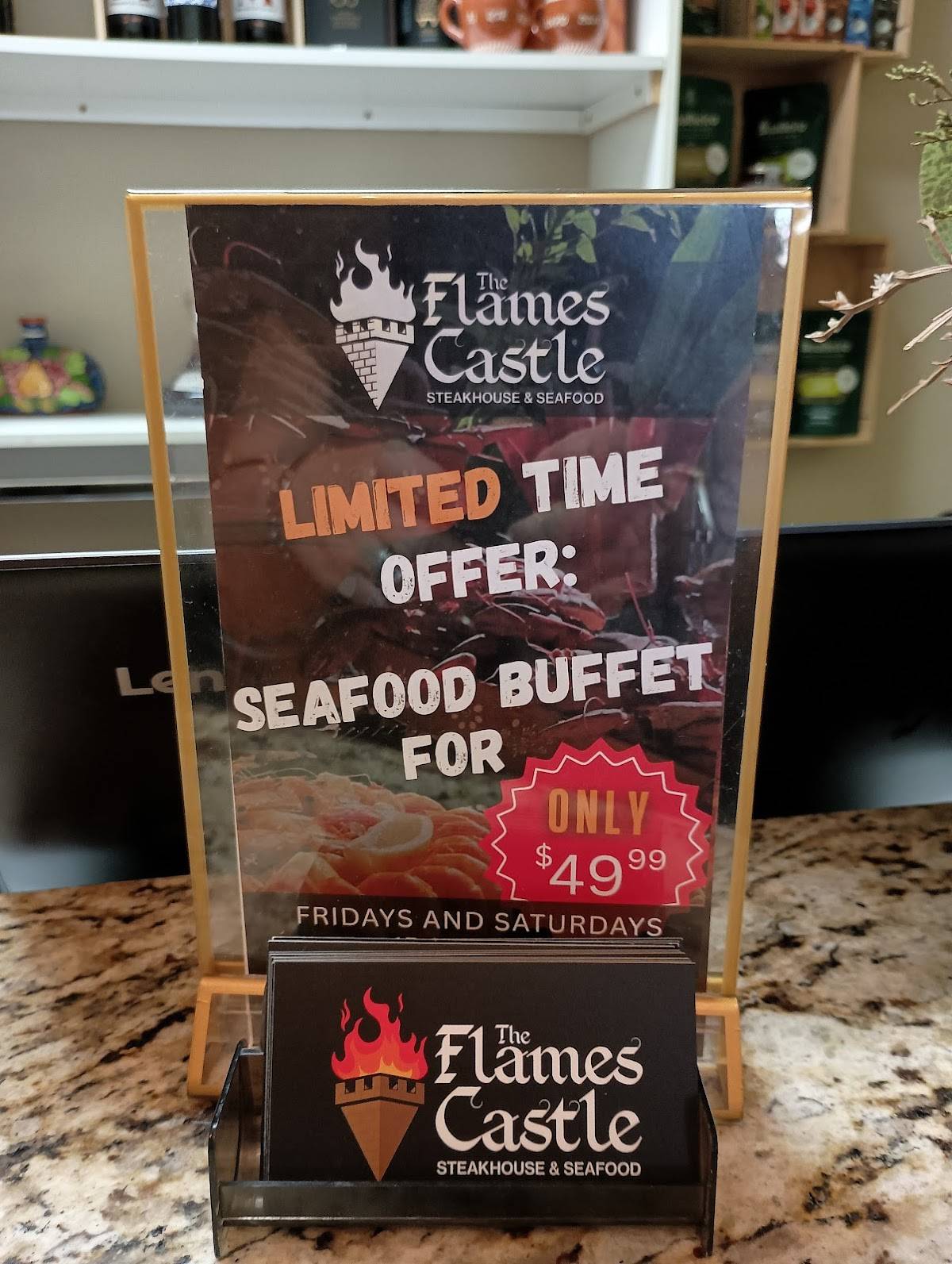 Menu at The Flames Castle restaurant, Mississauga, Dundas St E