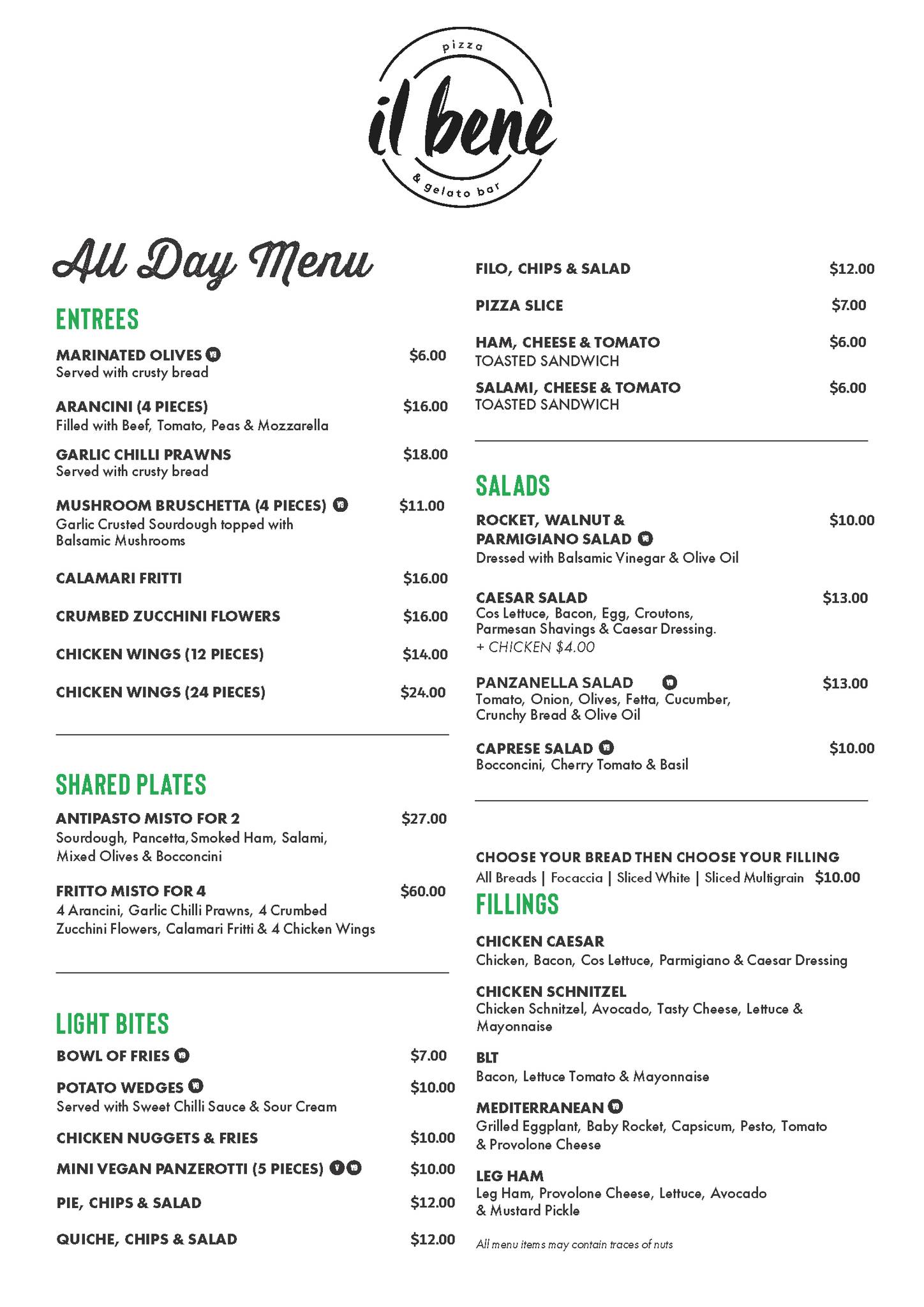 Menu at The Fraternity Club, Fairy Meadow