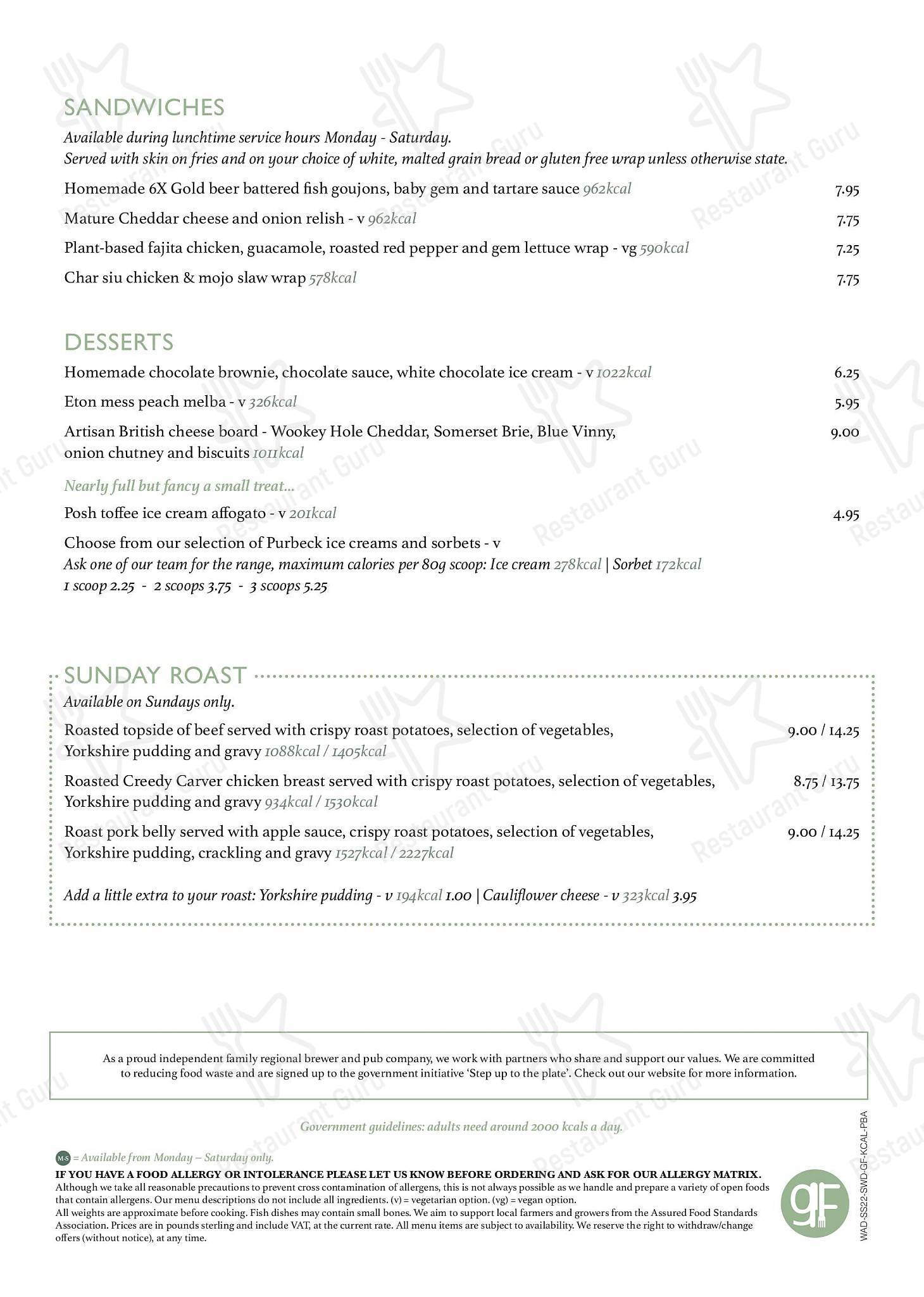 Menu at The George Hotel & Granary pub & bar, Frome
