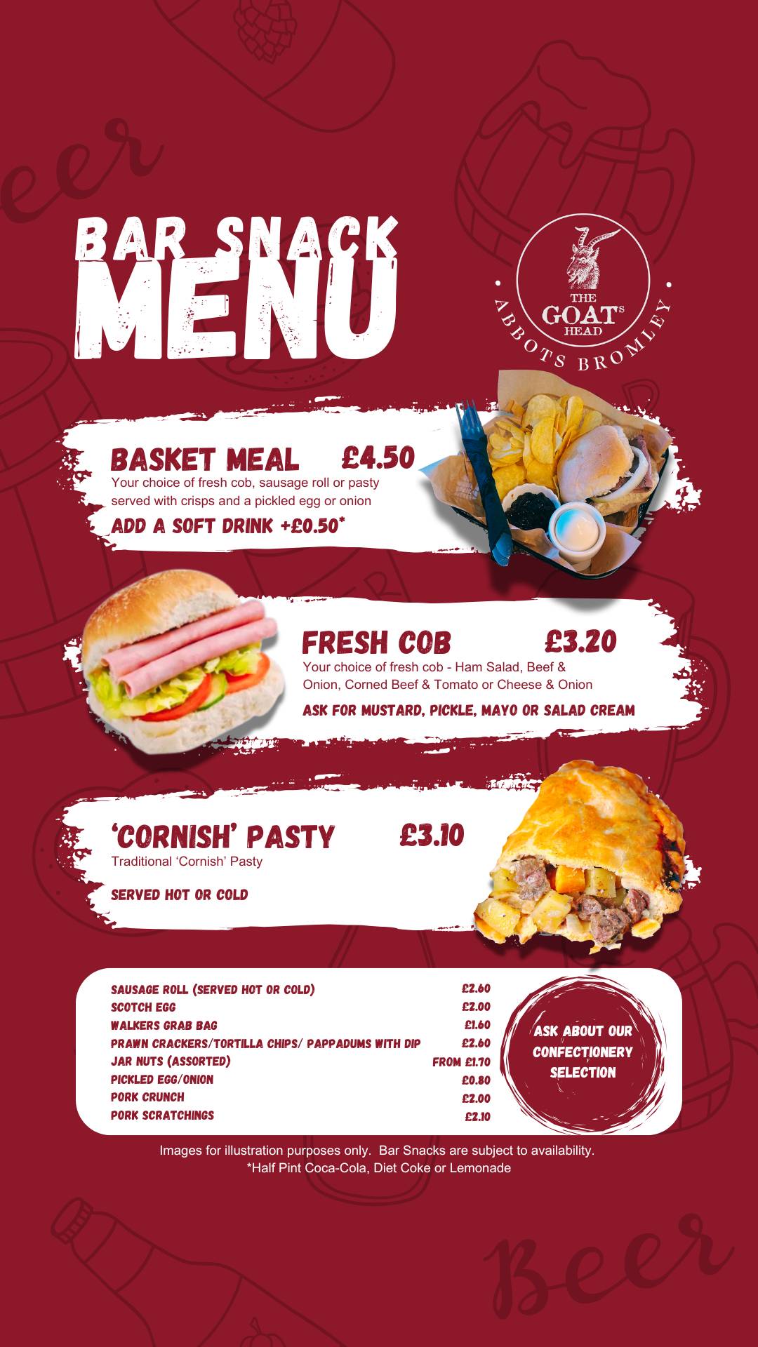 Menu at The Goats Head pub & bar, Abbots Bromley