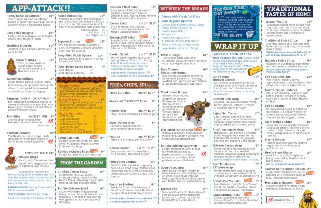 Menu at The Goofie Newfie pub & bar, Fergus