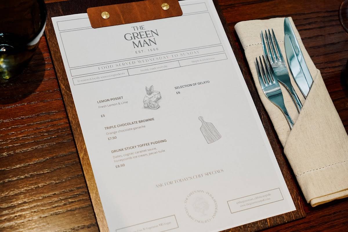 Menu at The Green Man, Tamworth pub & bar, Clifton Campville