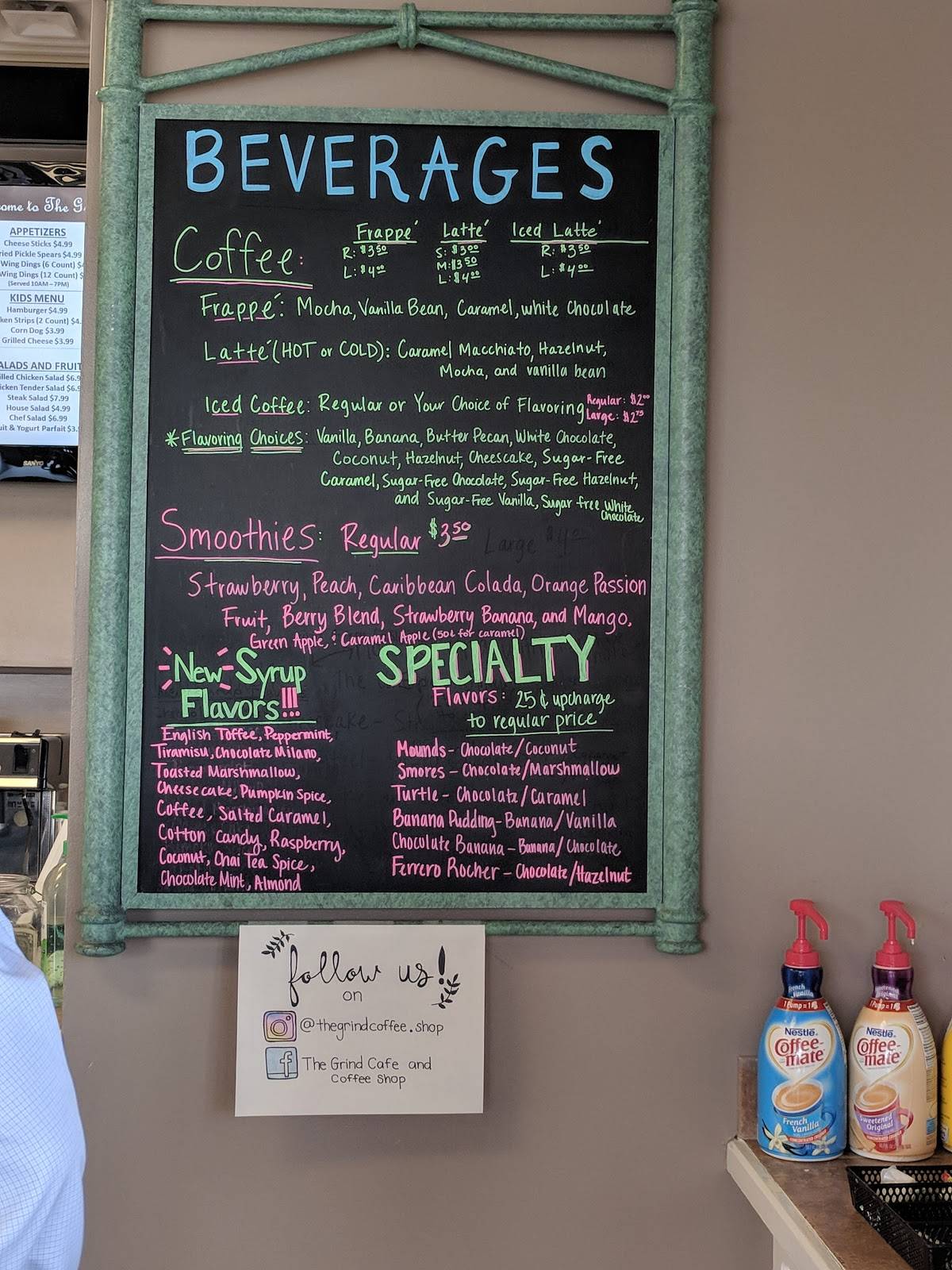 Menu at The Grind Cafe and Coffee Shop, Russellville