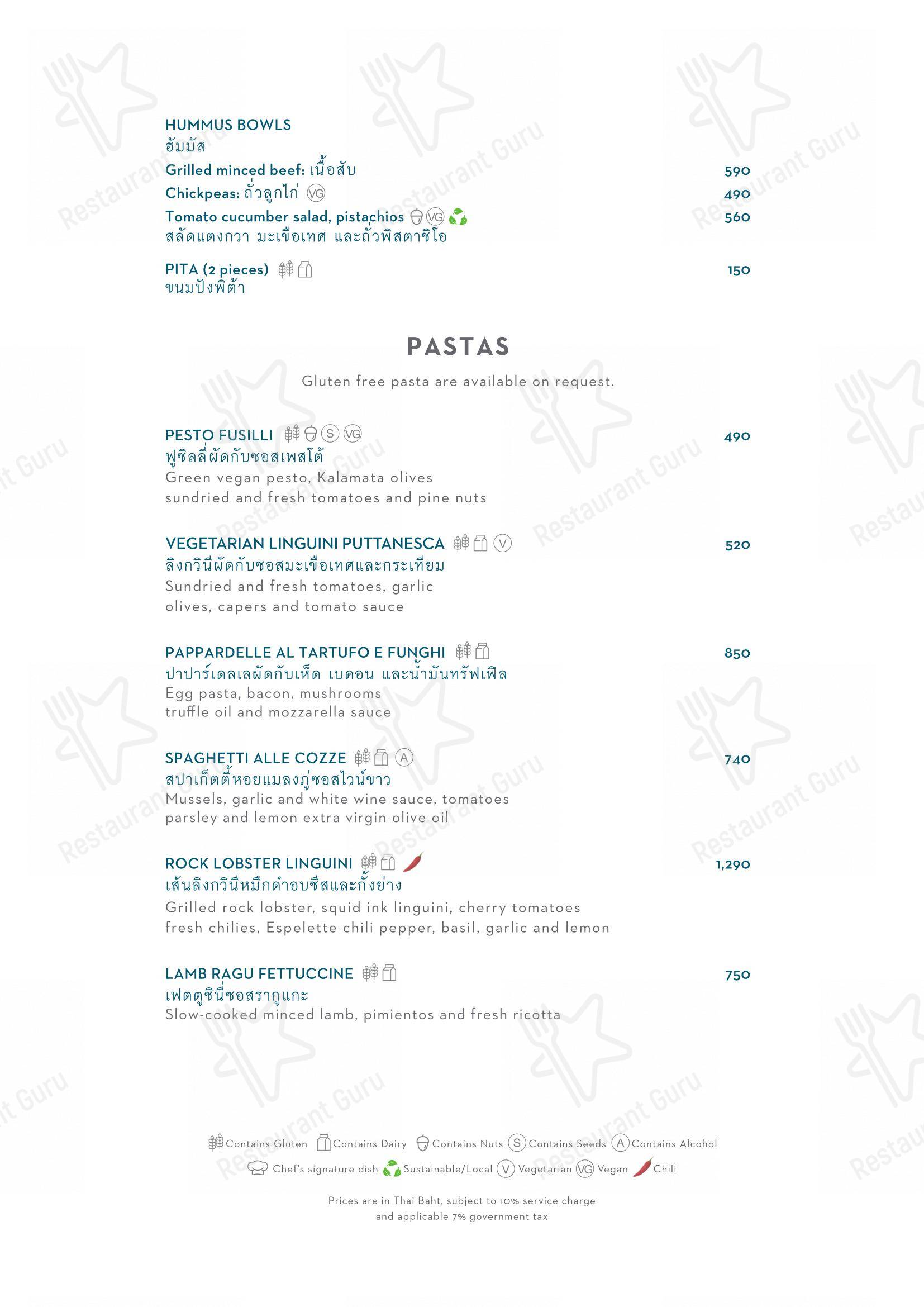 Menu at The Grotto restaurant, Nong Thale