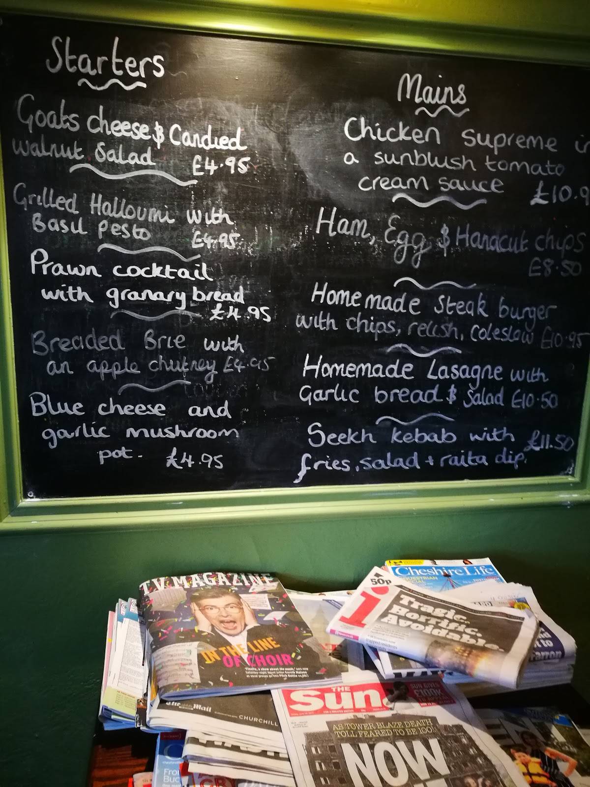 Menu at The Hand & Dagger Inn pub & bar, Clifton
