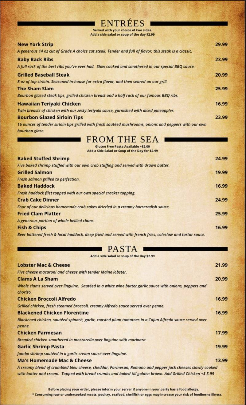 Menu at The Haversham restaurant, Westerly