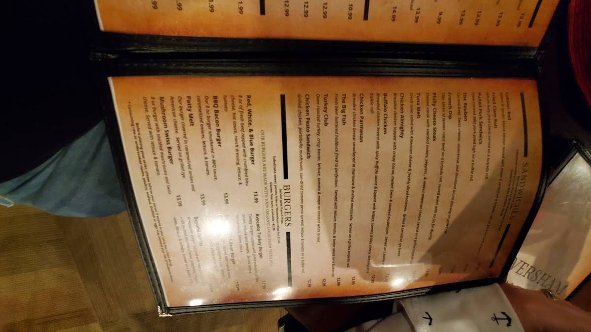 Menu at The Haversham restaurant, Westerly