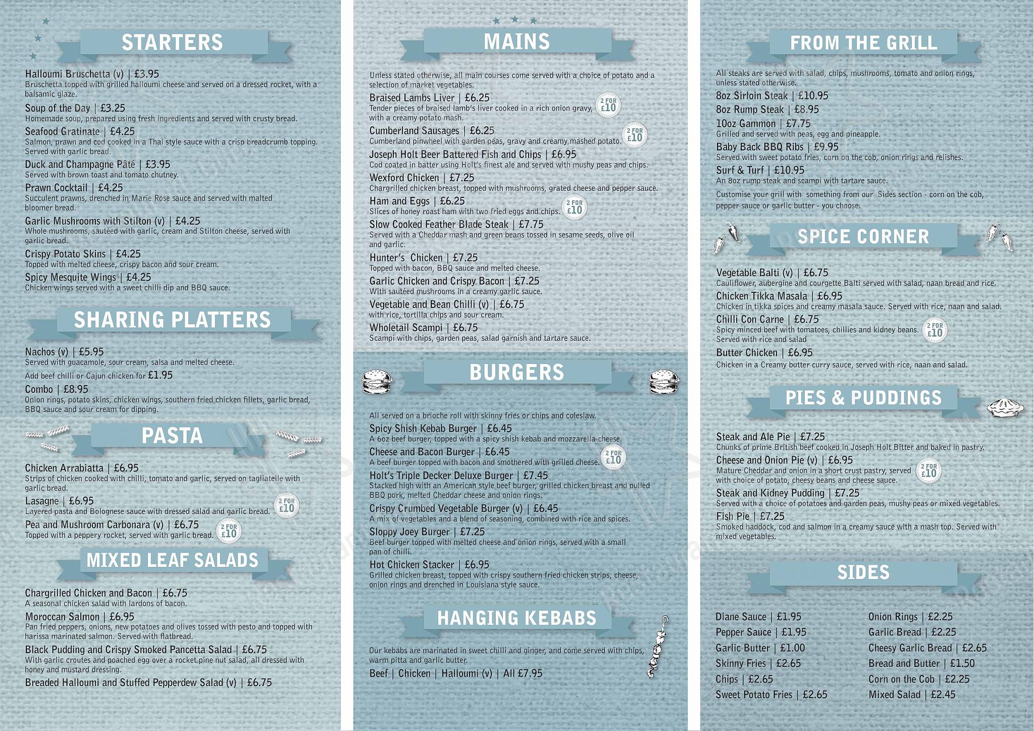 Menu at The Hayfield pub & bar, Ormskirk